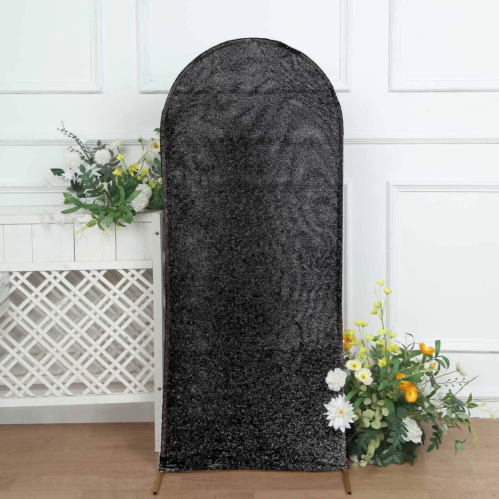 Efavormart 5ft Shiny Black Spandex Fit Round Top Backdrop Frame Stand ...
