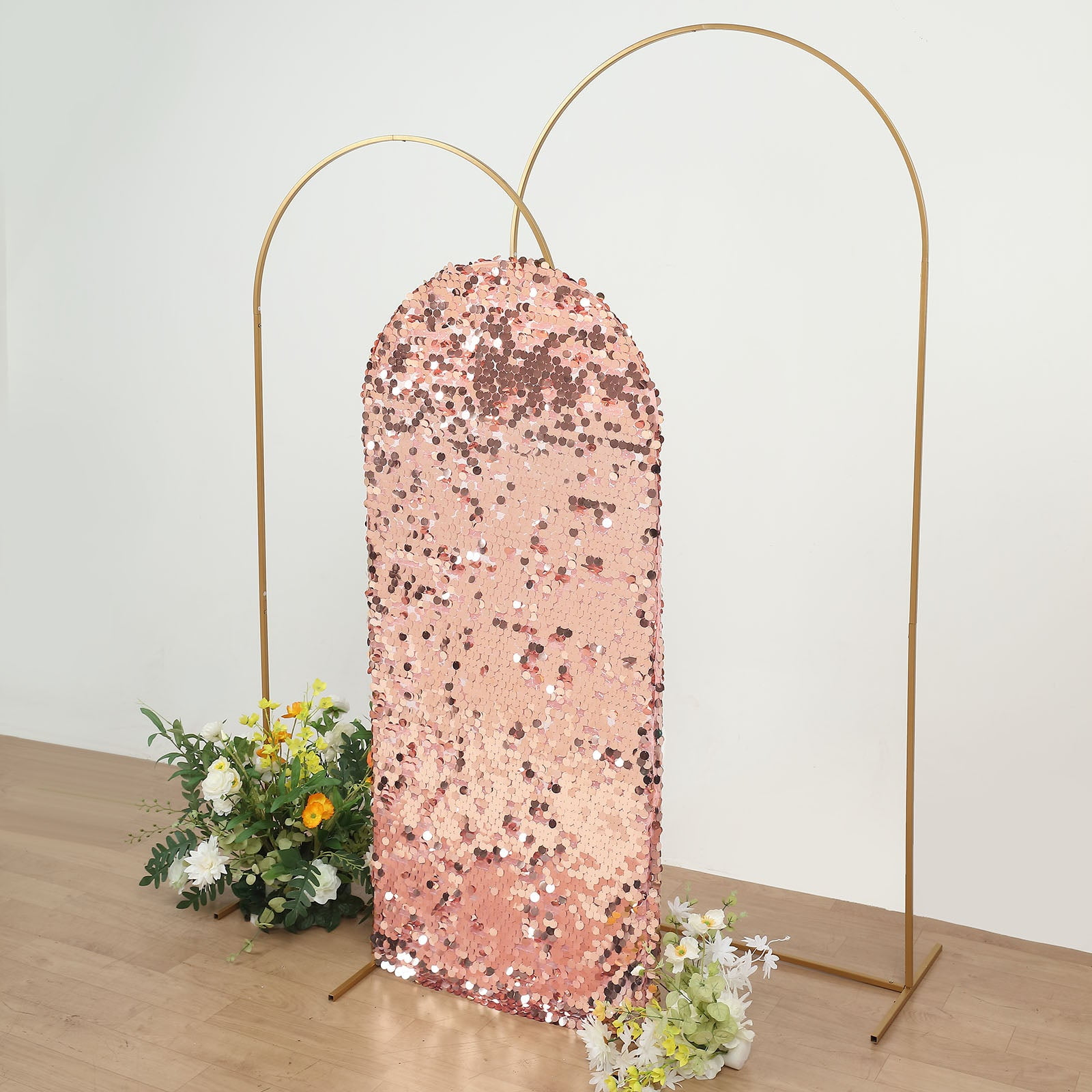 Efavormart 5ft Sparkly Blush/Rose Gold Big Payette Sequin Round Top ...