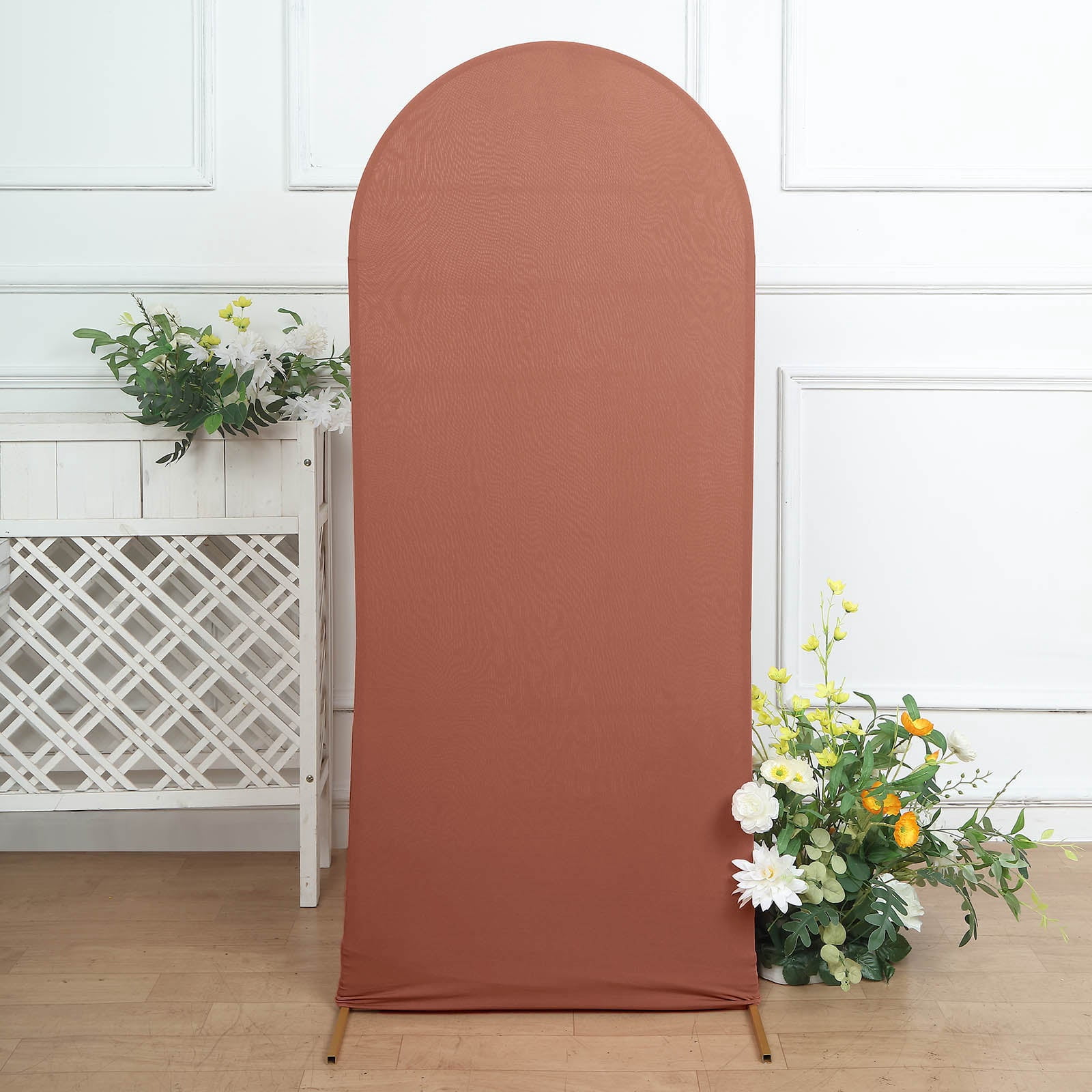 Efavormart 5ft Terracotta Spandex Fit Round Top Backdrop Frame Stand ...