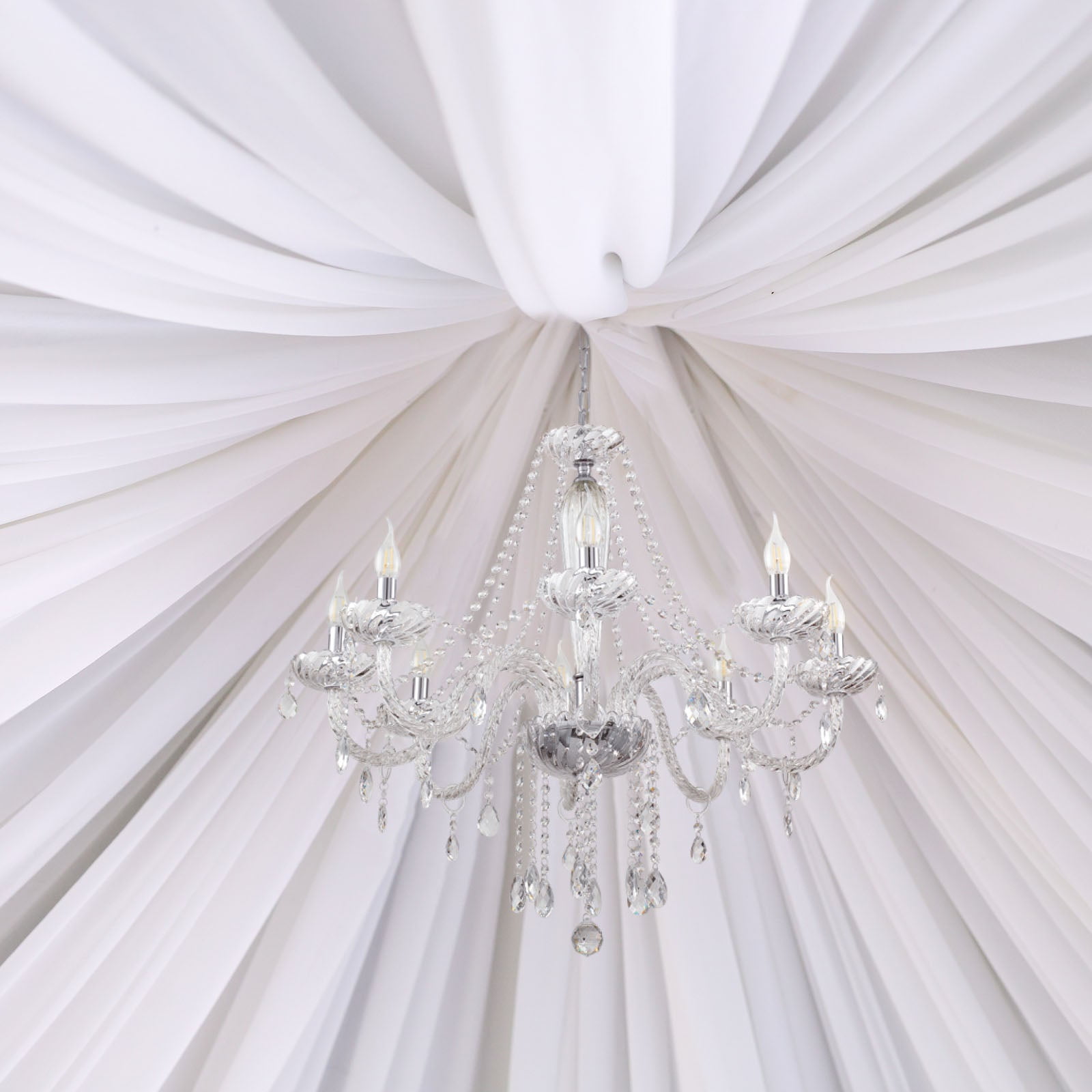 Efavormart 5ftx30ft White Polyester Ceiling Drapes Backdrop Curtain ...