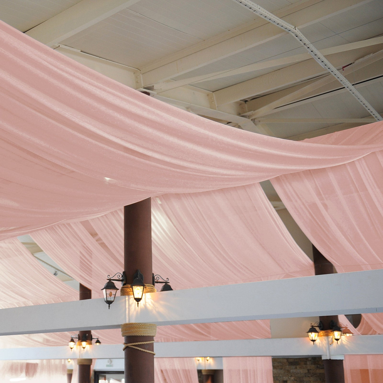 Efavormart 5ftx32ft Premium Dusty Rose Chiffon Curtain Panel, Backdrop ...