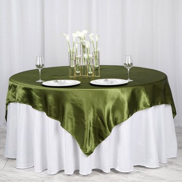 "Efavormart 60"" SILVER Satin Square Tablecloth Overlay - Topper Cover ...