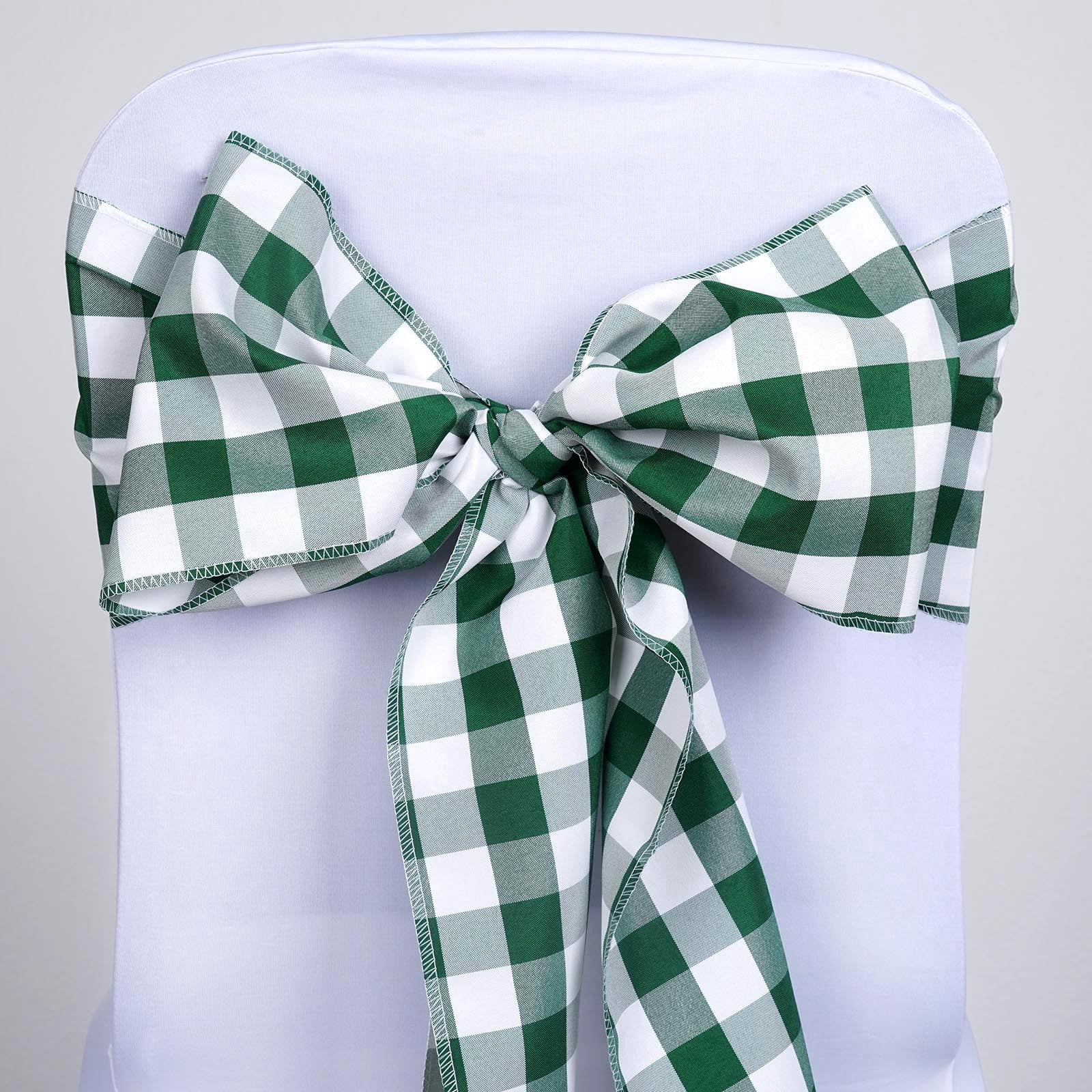 Efavormart 5pcs | Buffalo Plaid Checkered Chair Sashes - Green/White ...