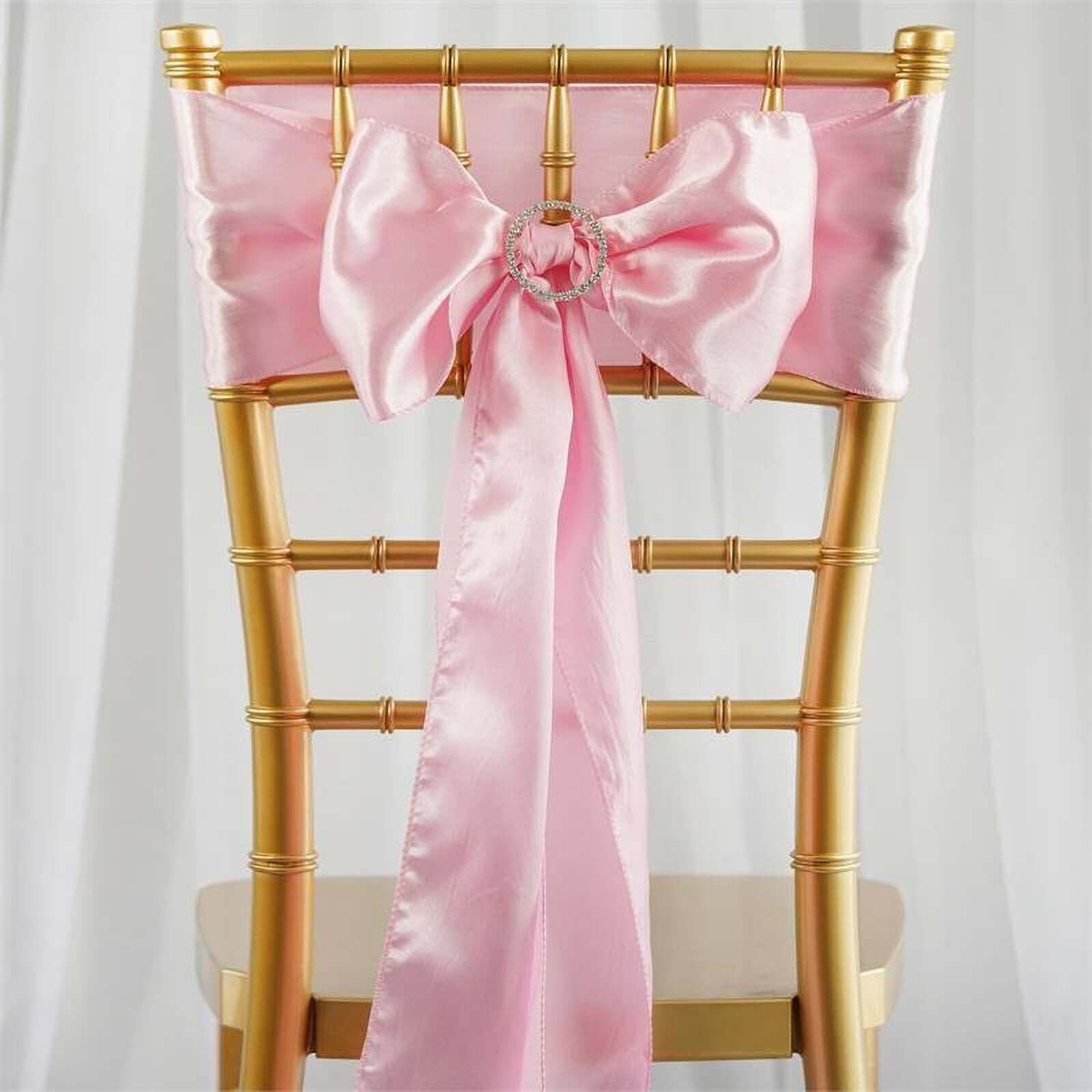Efavormart 5 Pack | Pink Satin Chair Sashes | 6"x106" - Walmart.com