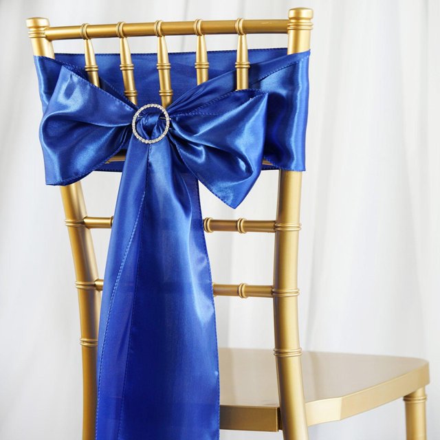 Efavormart 5pcs Royal Blue SATIN Chair Sashes Tie Bows for Wedding ...