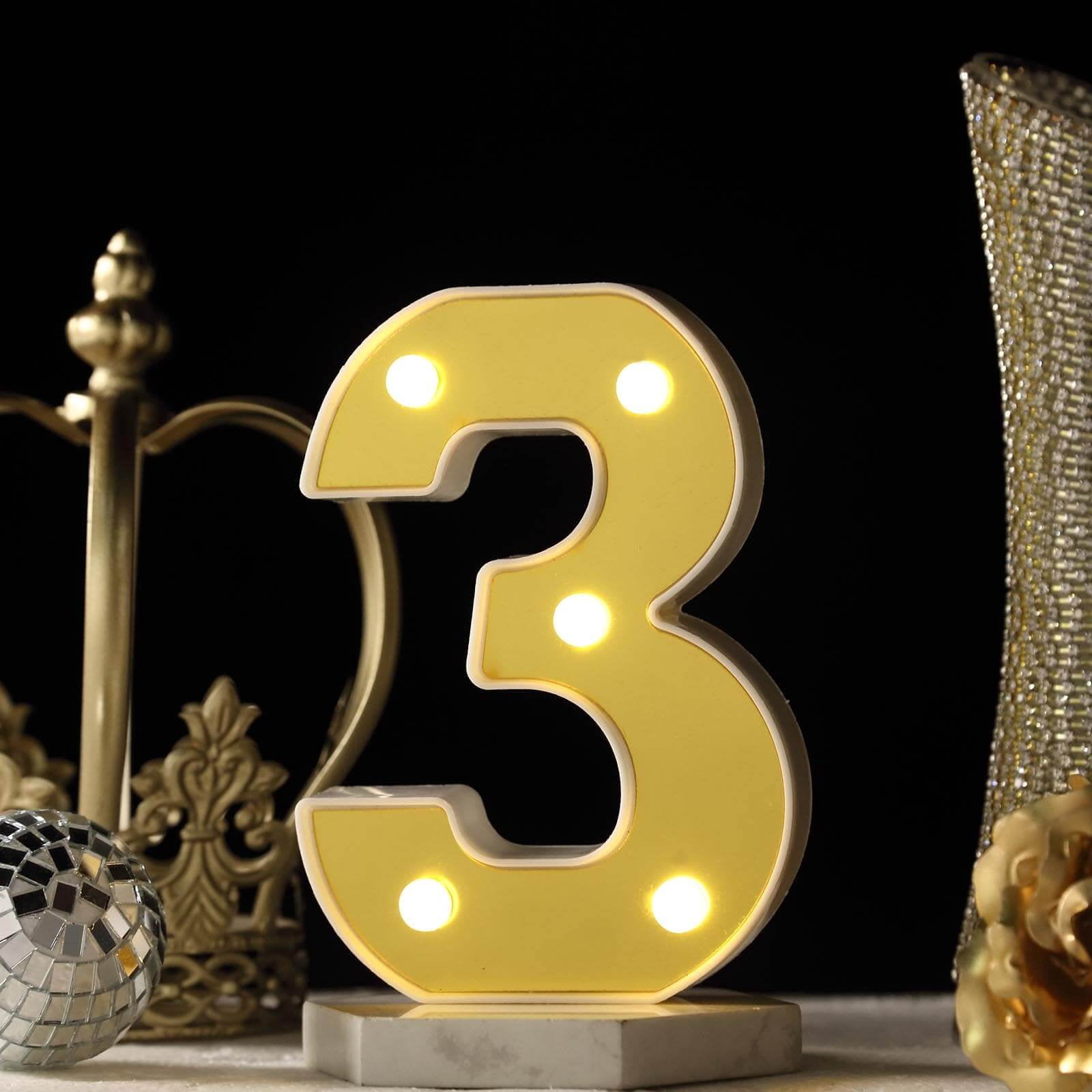 Efavormart 6" 3D Gold Marquee Letters 5 LED Light Up Letters Warm White ...