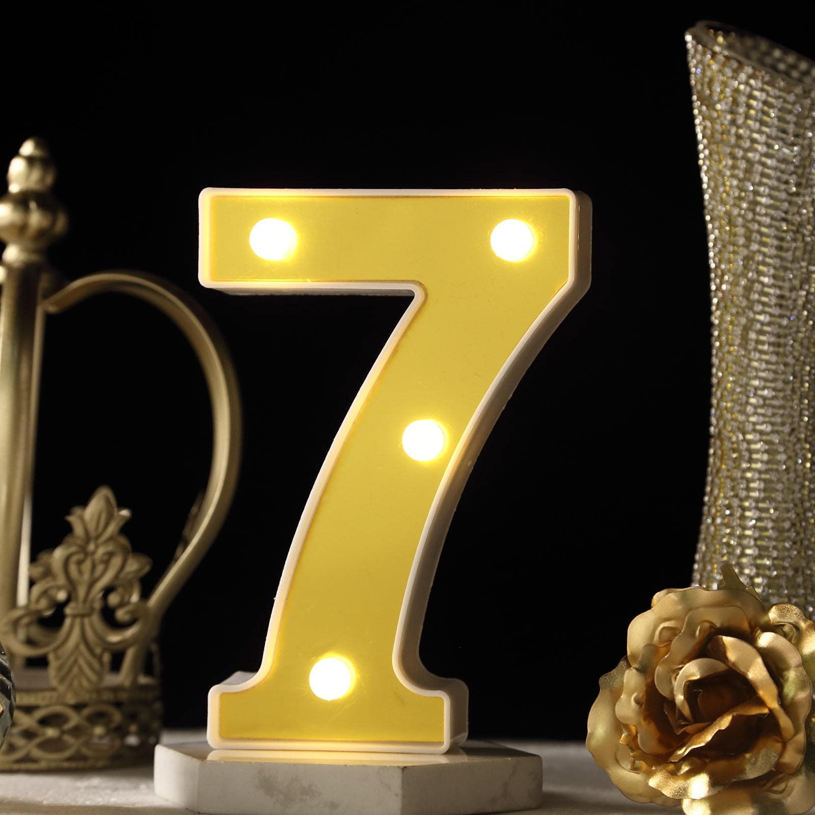 Efavormart 6" 3D Gold Marquee Letters 5 LED Light Up Letters Warm White ...