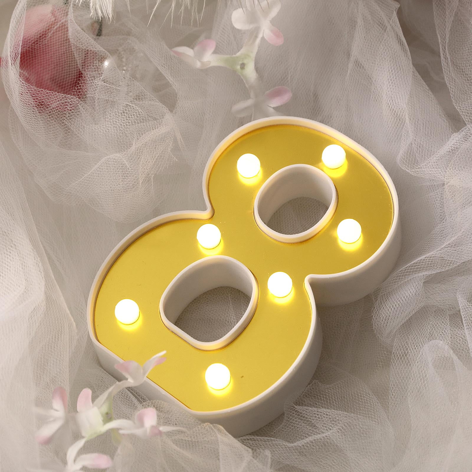 Efavormart 6" 3D Gold Marquee Letters 5 LED Light Up Letters Warm White ...
