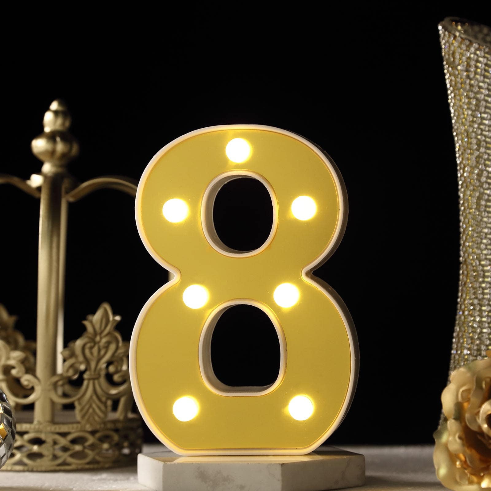 Efavormart 6" 3D Gold Marquee Letters 5 LED Light Up Letters Warm White ...