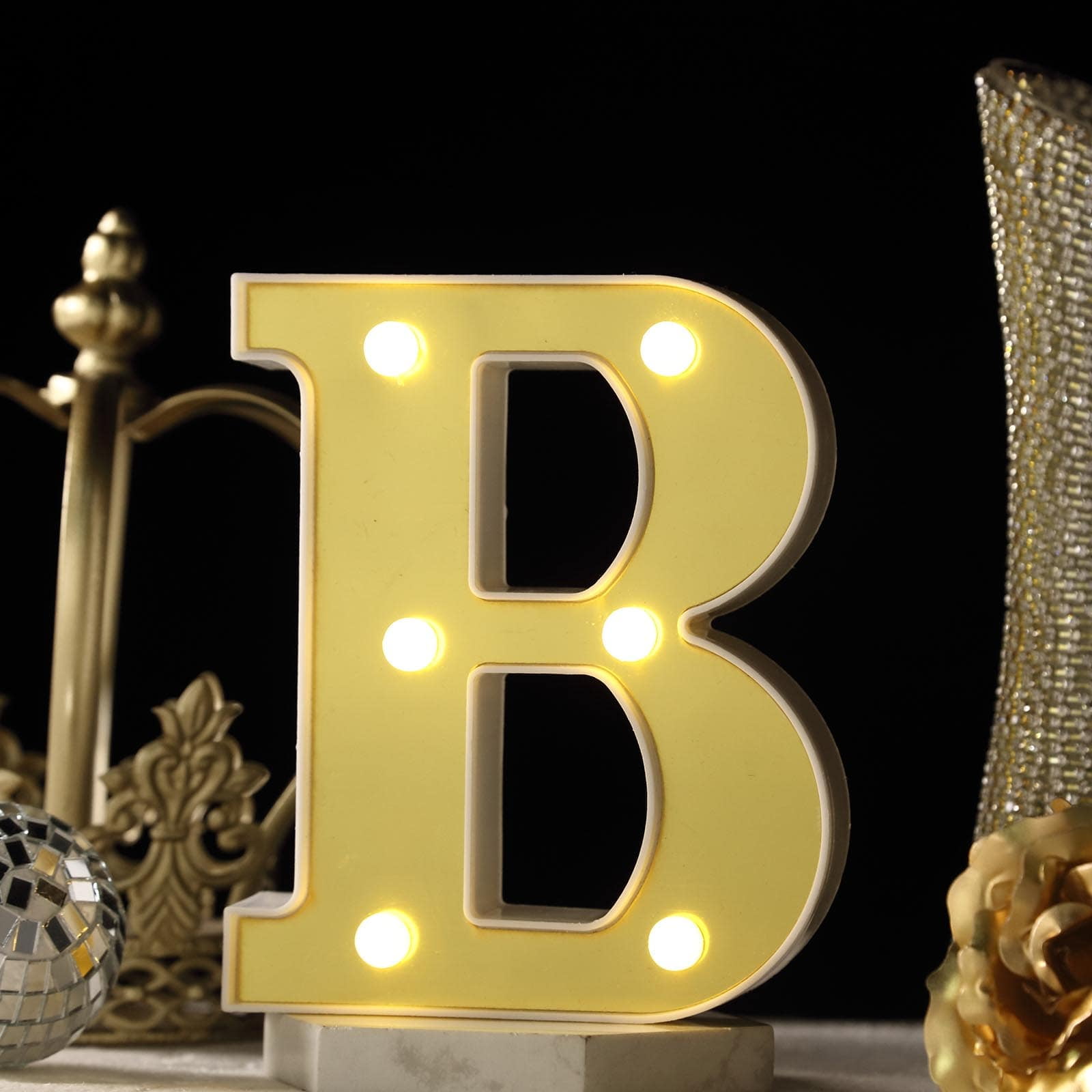 Efavormart 6" 3D Gold Marquee Letters 5 LED Light Up Letters Warm White ...