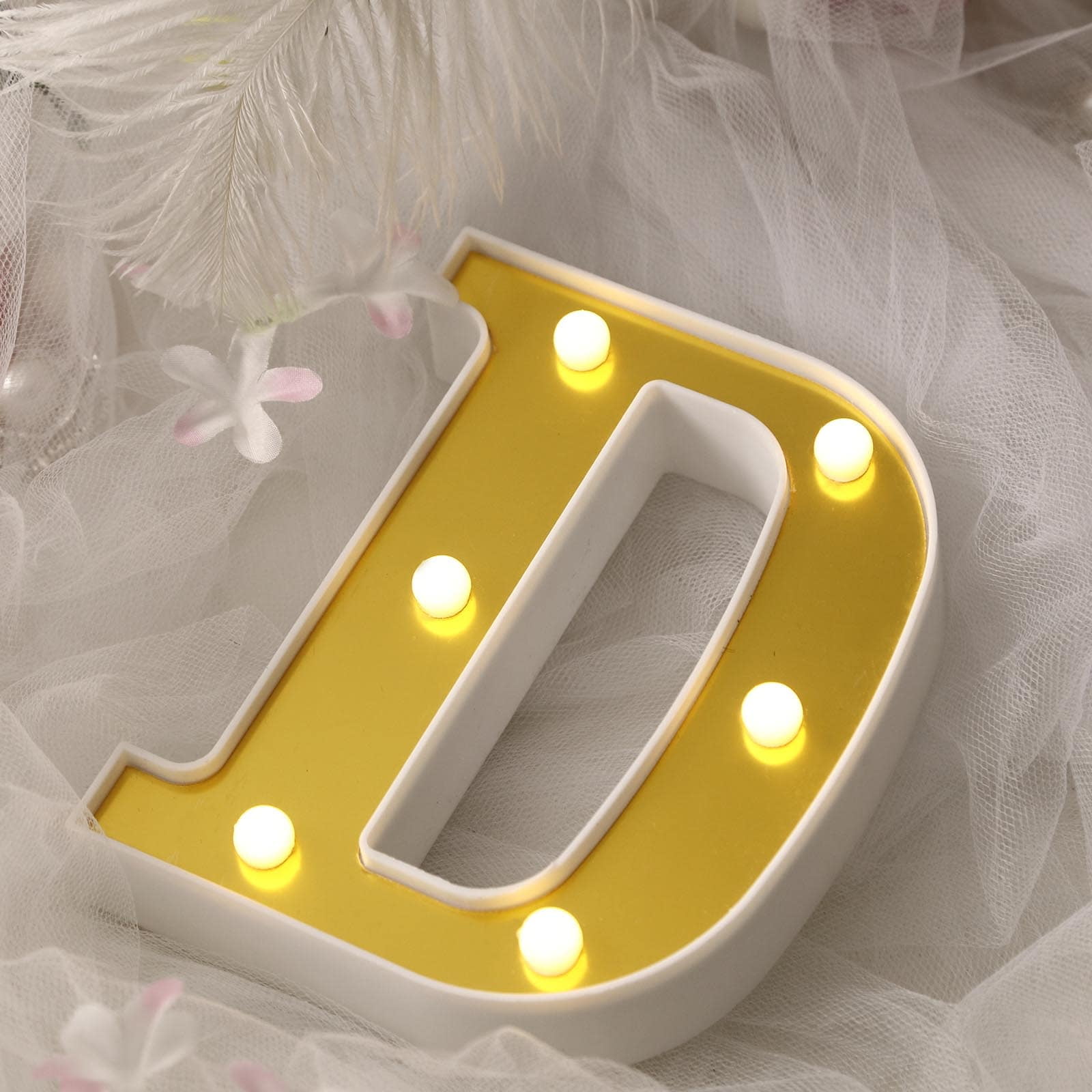Efavormart 6" 3D Gold Marquee Letters 5 LED Light Up Letters Warm White ...