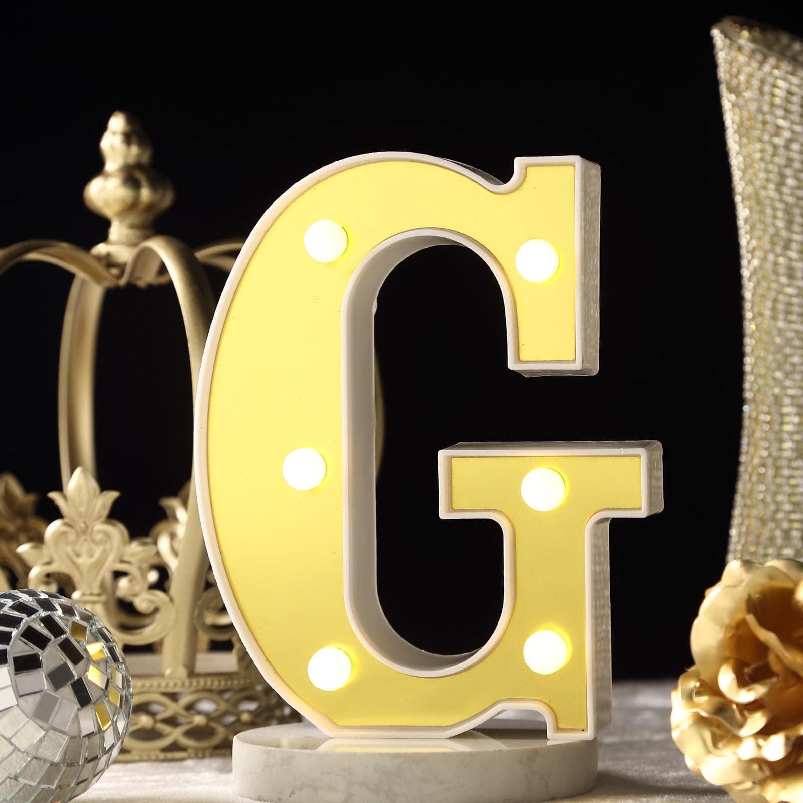 Efavormart 6" 3D Gold Marquee Letters 5 LED Light Up Letters Warm White ...