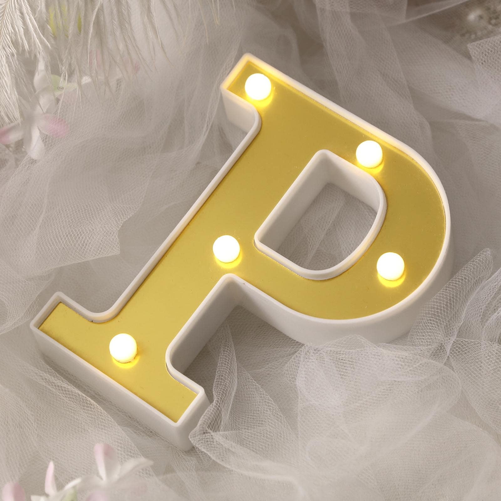 Efavormart 6" 3D Gold Marquee Letters 5 LED Light Up Letters Warm White ...