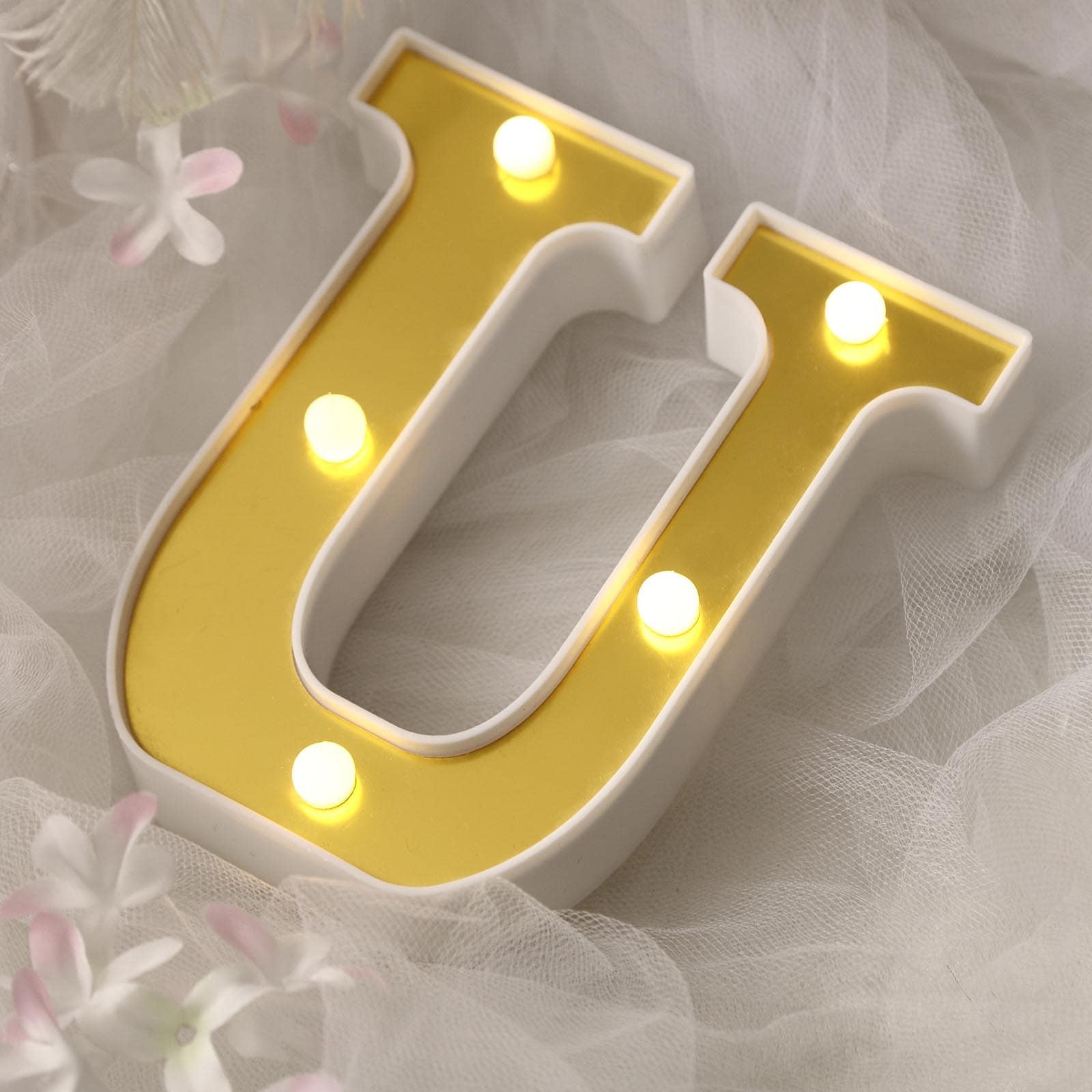Efavormart 6" 3D Gold Marquee Letters 5 LED Light Up Letters Warm White ...