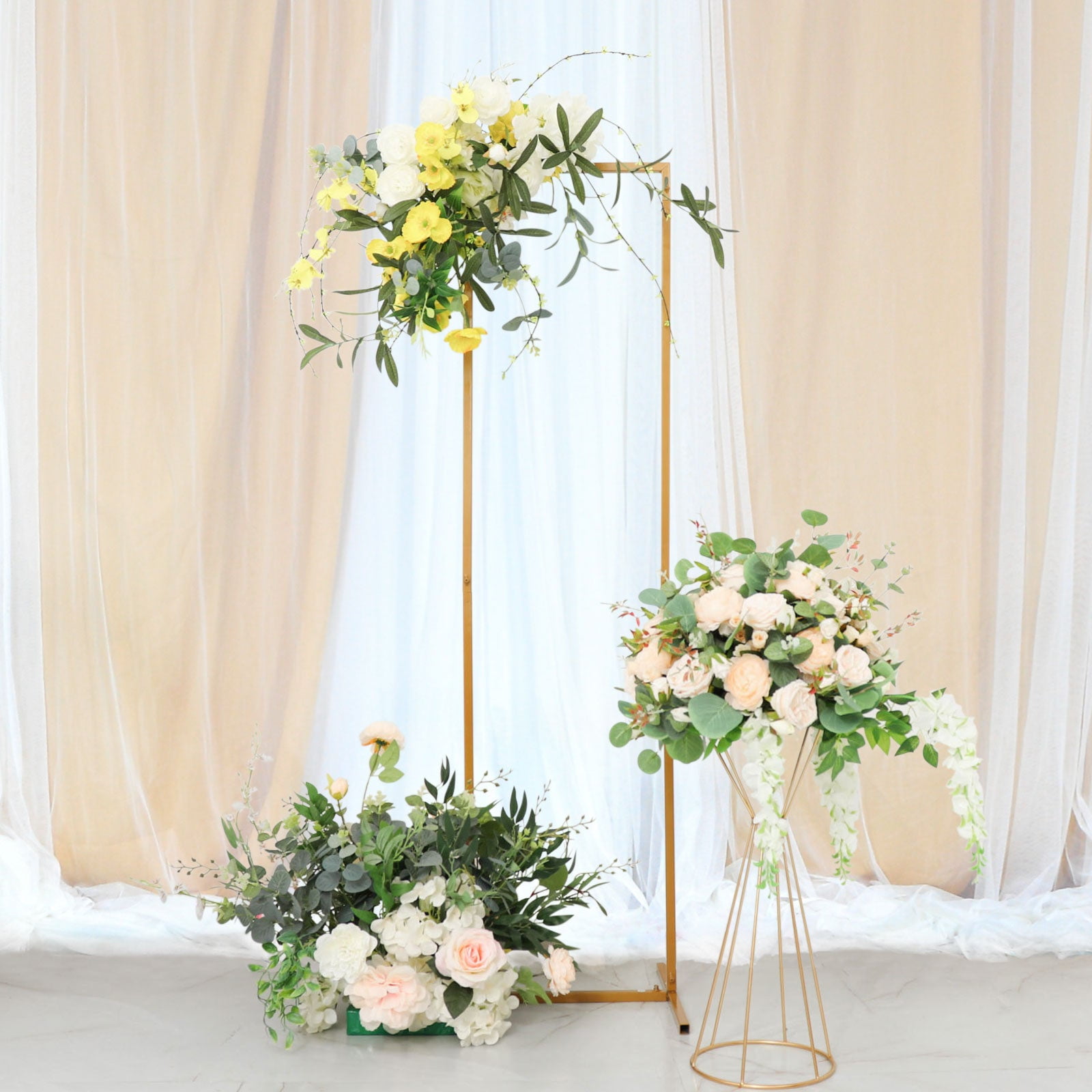 Efavormart 6.5ft Gold Metal Backdrop Wedding Flower Stand, Vase Column ...