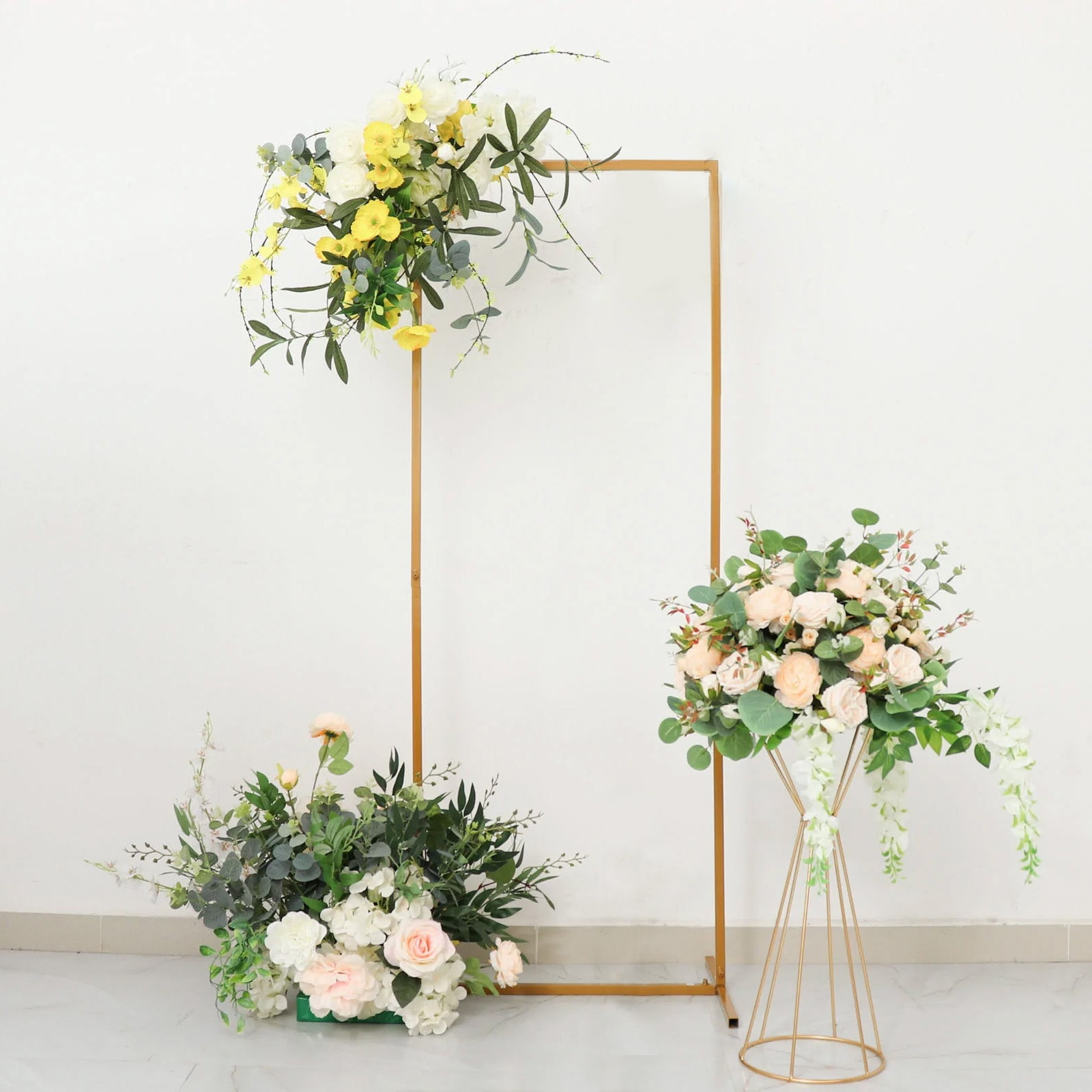 Efavormart 6.5ft Gold Metal Frame Wedding Arch, Rectangular Backdrop ...
