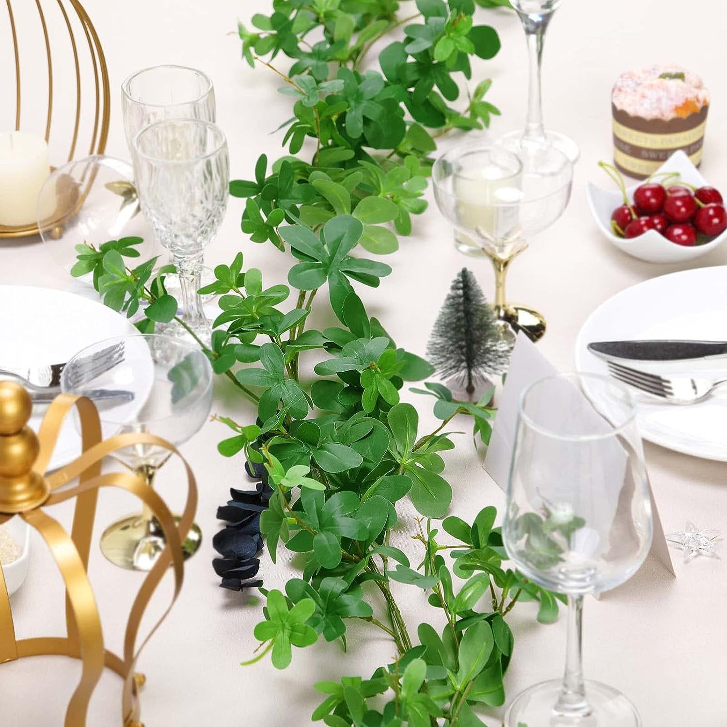 Efavormart 6 FT Green Artificial Young Clover Leaf Green Vines For ...