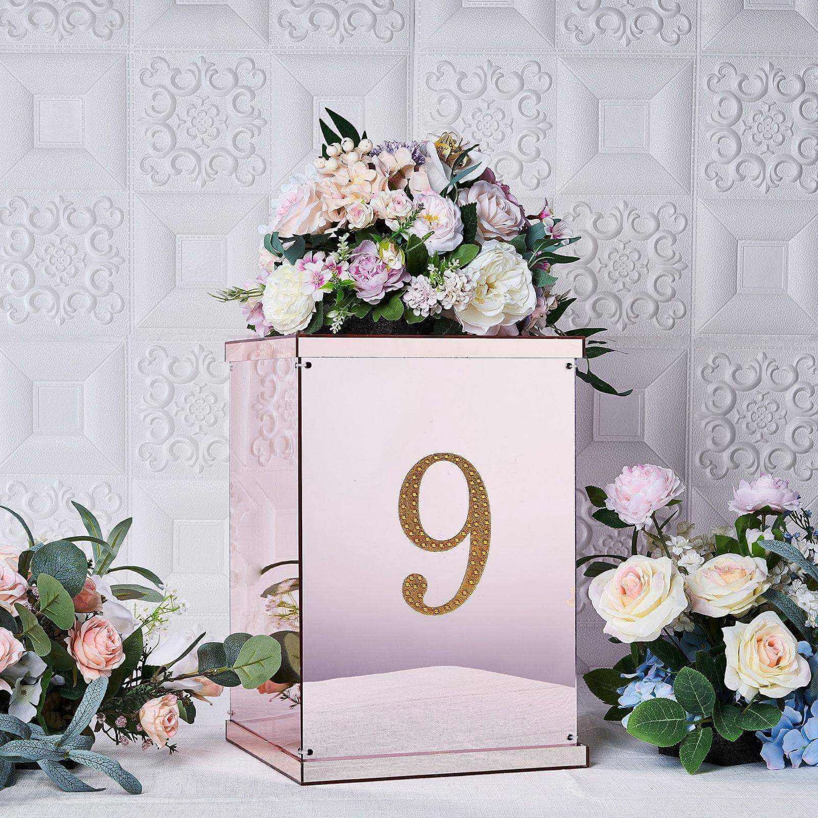 Efavormart 6" Number 9 Gold Self-Adhesive Rhinestone Number Stickers ...
