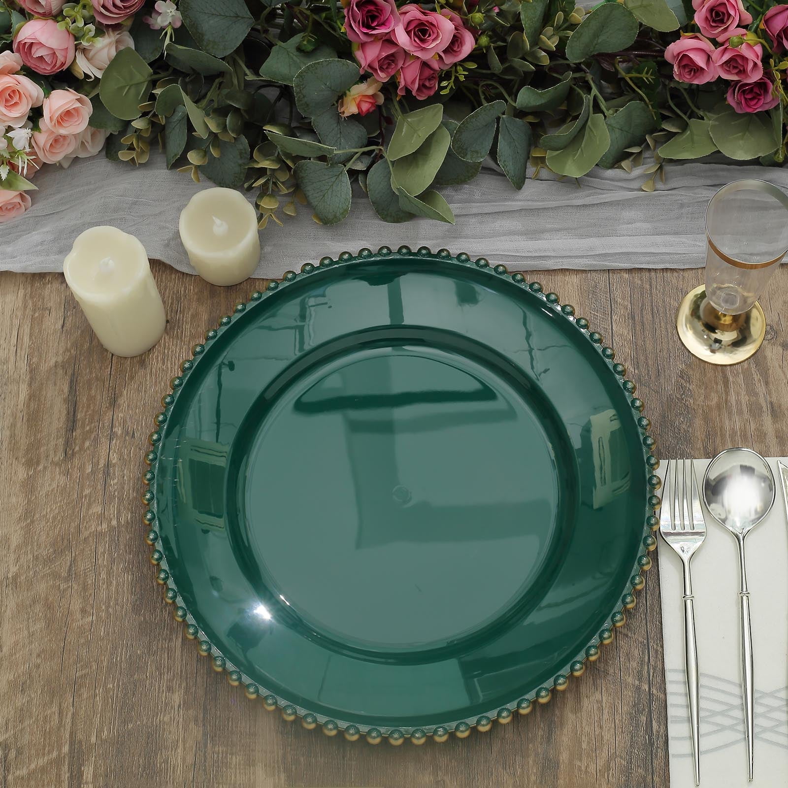 Efavormart 6 Pack | 12" Hunter Emerald Green / Gold Acrylic Plastic ...