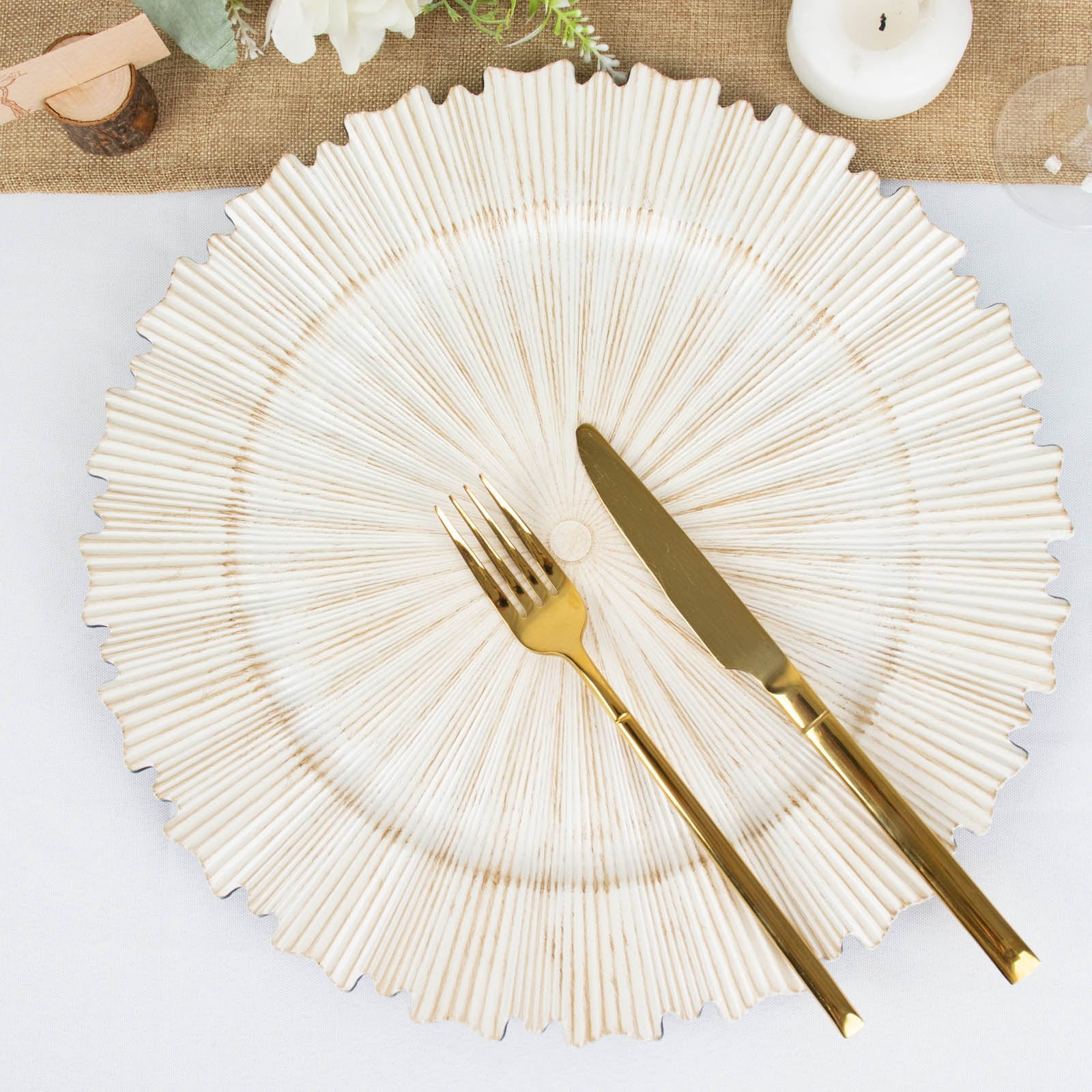 Efavormart 6 Pack | 13" Metallic Antique White Sunray Acrylic Plastic ...