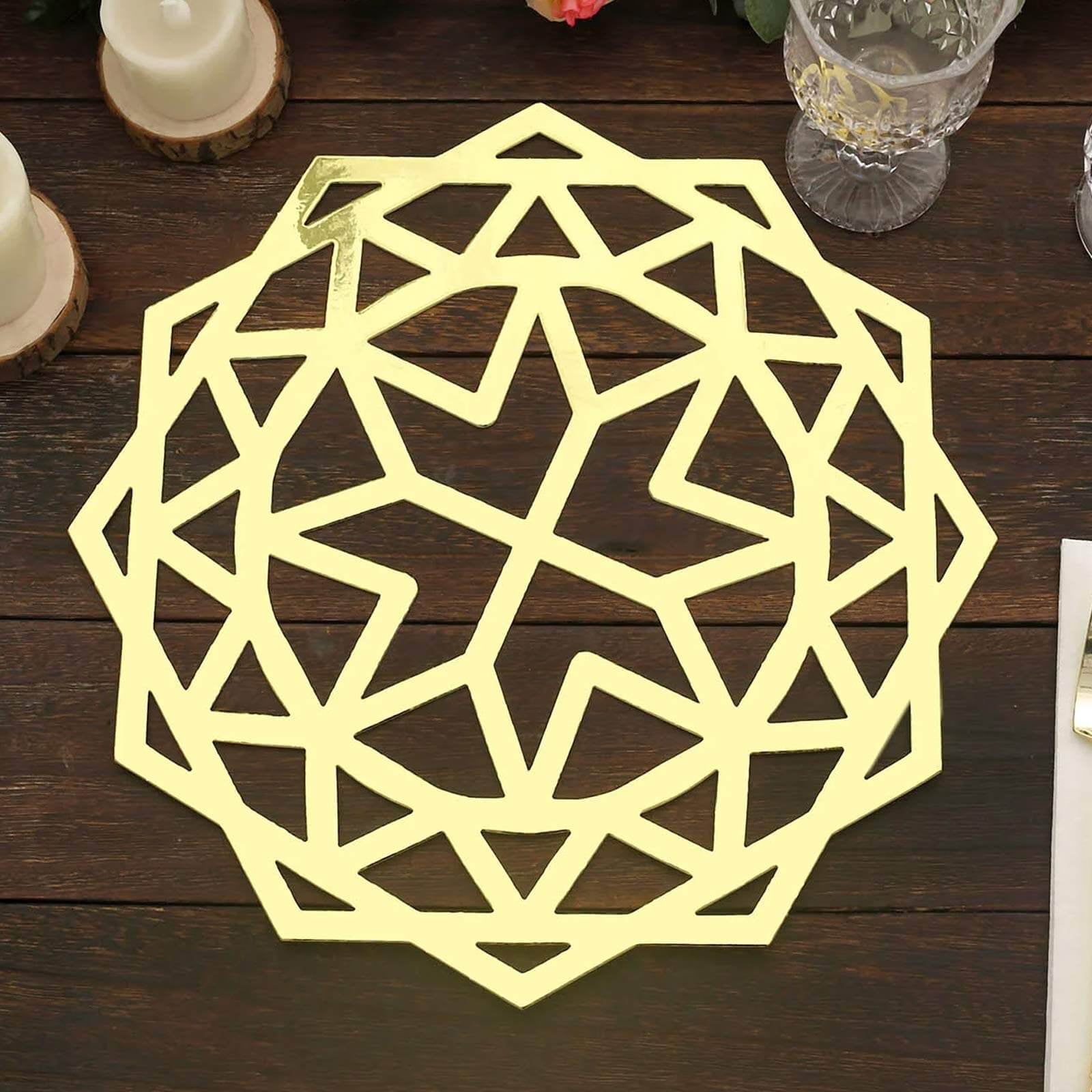 Efavormart 6 Pack | 13" Metallic Gold Foil Laser Cut Geometric Star ...
