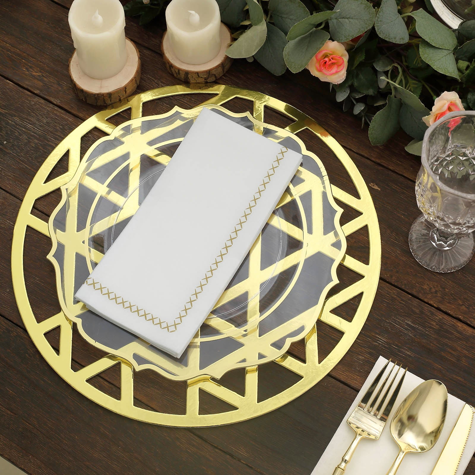 Efavormart 6 Pack | 13" Metallic Gold Foil Laser Cut Geometric Triangle ...