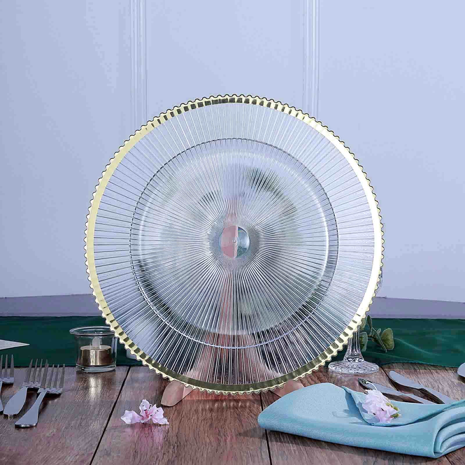 Efavormart 6 Pack | 13" Round Starburst Pattern Clear Plastic Charger ...