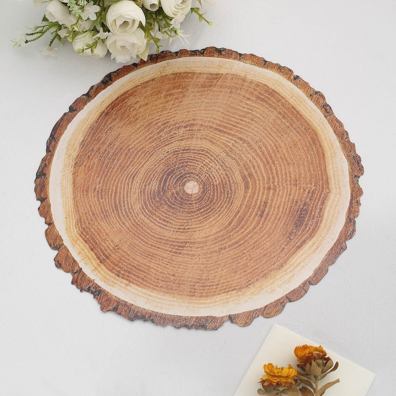 Efavormart 6 Pack | 13" Rustic Natural Wood Slice Design Disposable ...