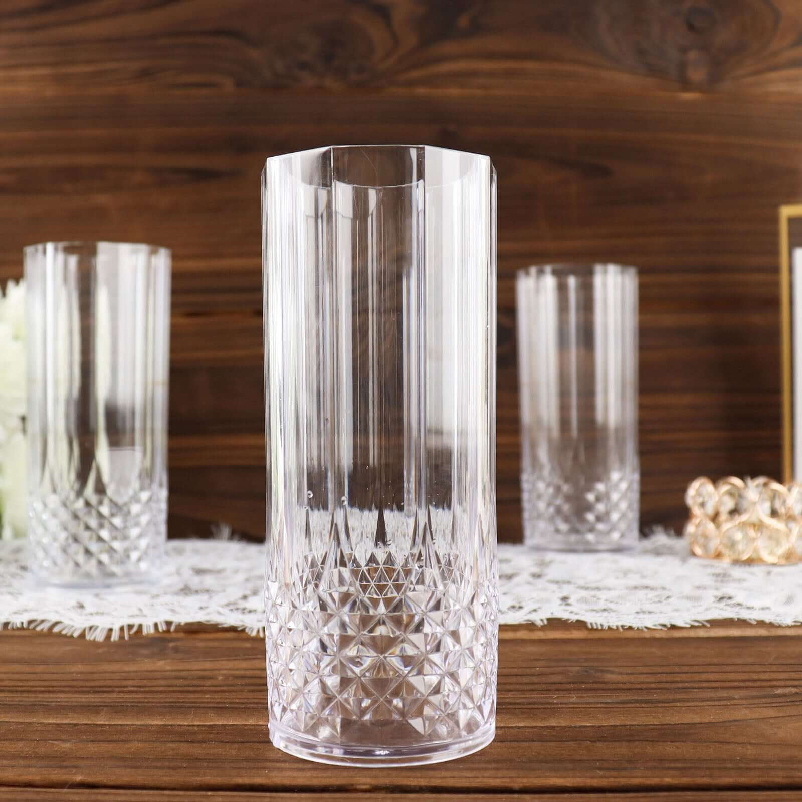 Efavormart 6-Pack Plastic Highball Glasses, 14oz Shatterproof Crystal ...