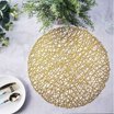 Juvale 10-Pack Gold Vinyl Individual Plate Mats - Round Leaf Design for ...