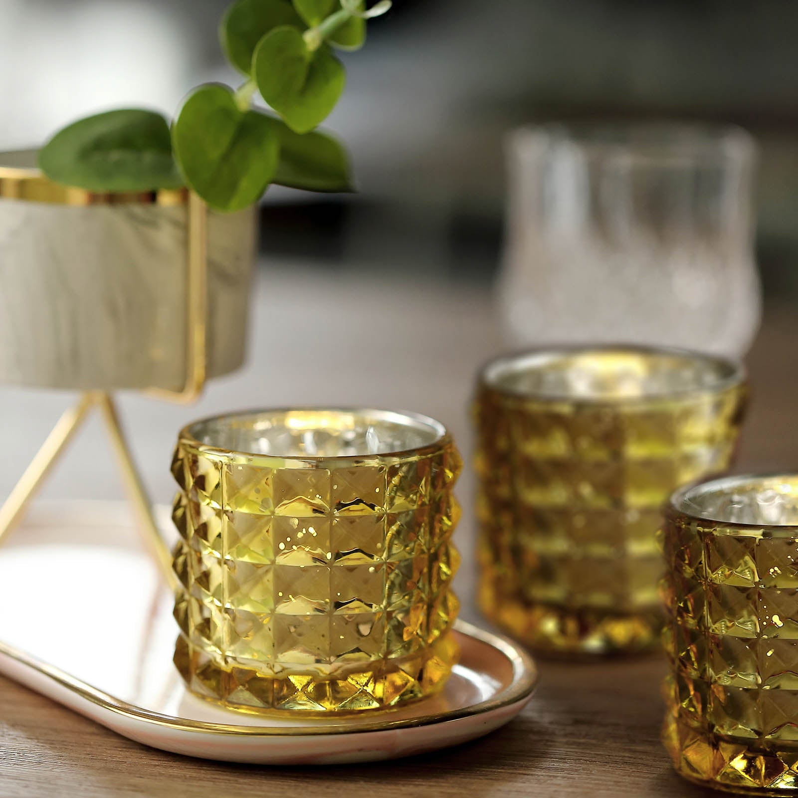 Efavormart 6 Pack 2 5 Speckled Mercury Glass Candle Holders Votive