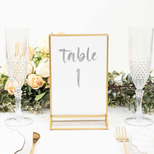 Efavormart 6 Pack | 5"X9" Gold Frame Acrylic Freestanding Table Sign ...