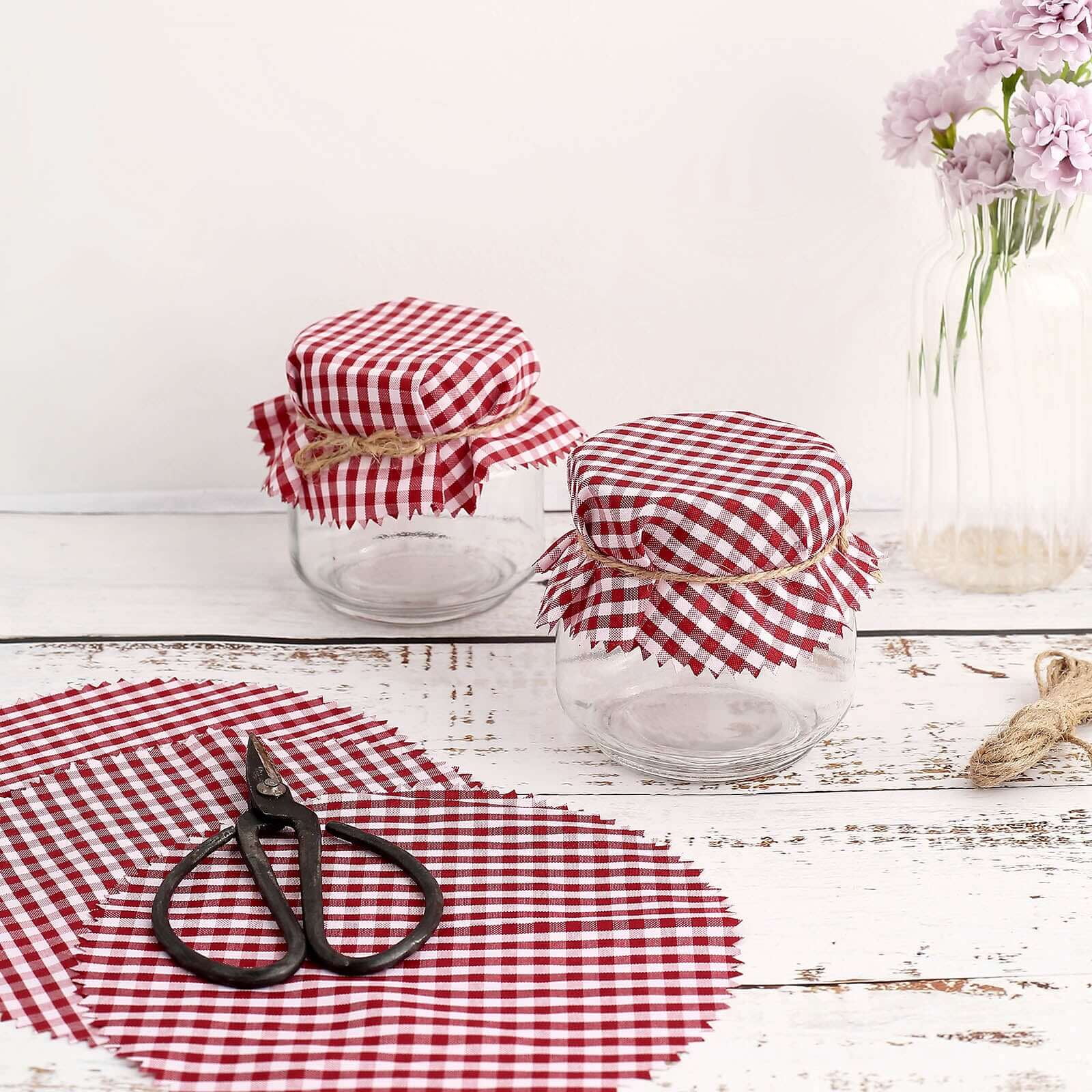 Efavormart 6 Pack | 6" Red/White Checkered Jam Jar Covers, Gingham ...