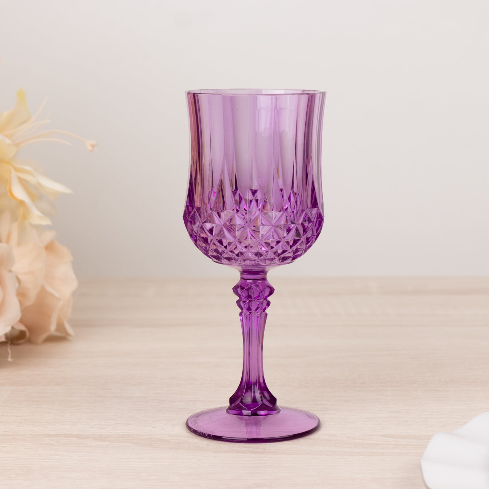 Efavormart 6-Pack Plastic Wine Glasses 8oz, Purple - Crystal Cut ...