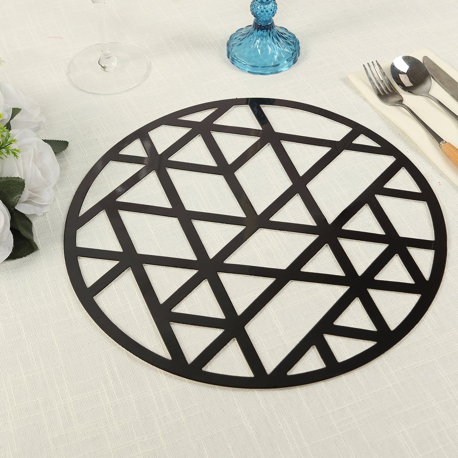 Efavormart 6 Pack Black Laser Cut Geometric Triangle Placemats, 13 ...