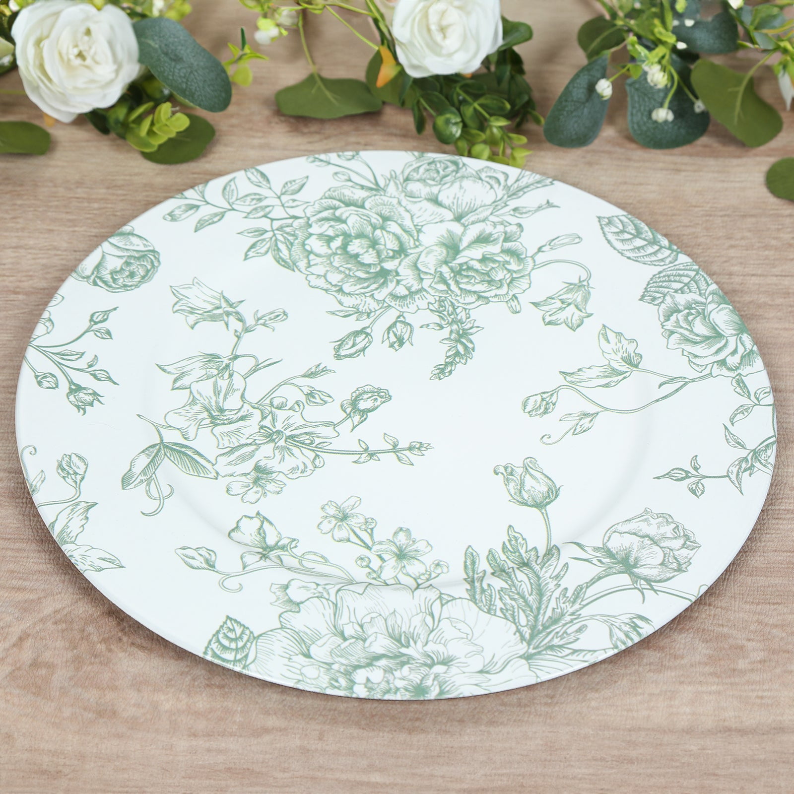 Efavormart 6 Pack Floral Acrylic Charger Plates in French Toile Pattern ...