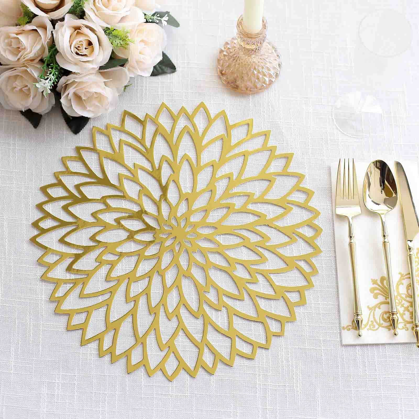Efavormart 6 Pack Metallic Gold Laser Cut Hibiscus Flower Cardboard ...
