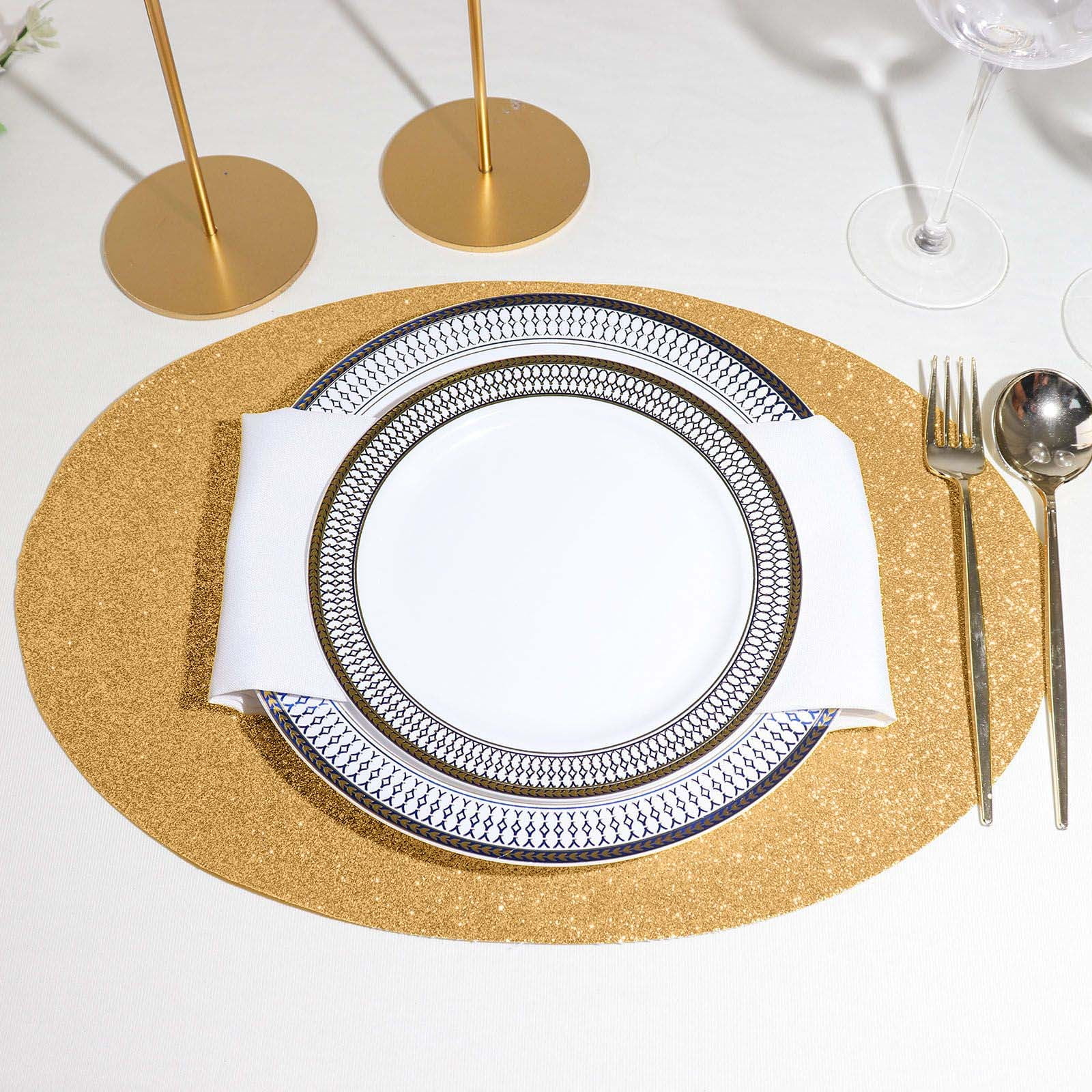 Efavormart 6 Pack Non-Slip Table Placemats, Oval Faux Leather Placemats ...