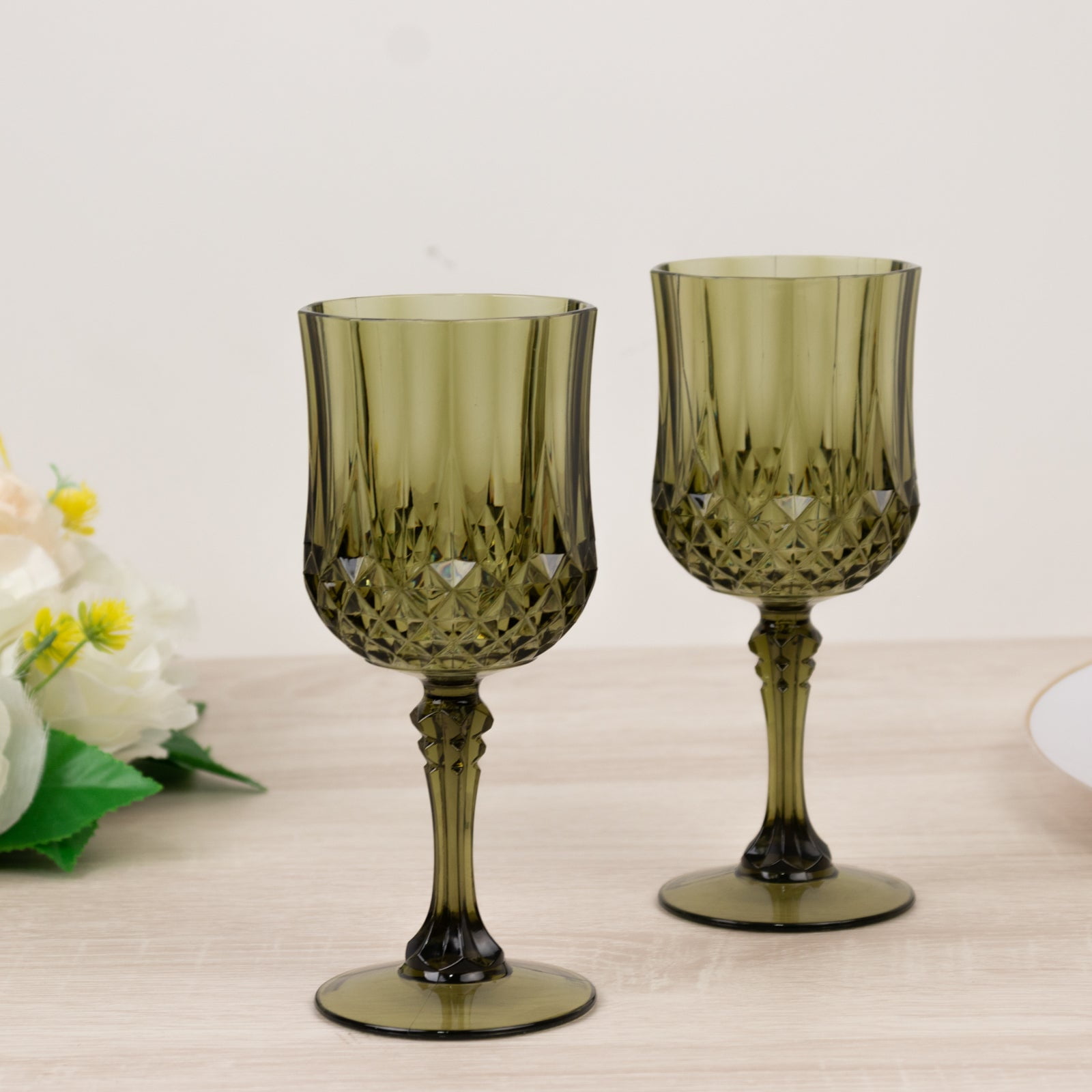 Efavormart 6-Pack Plastic Wine Glasses 8oz, Dusty Sage Green - Crystal ...