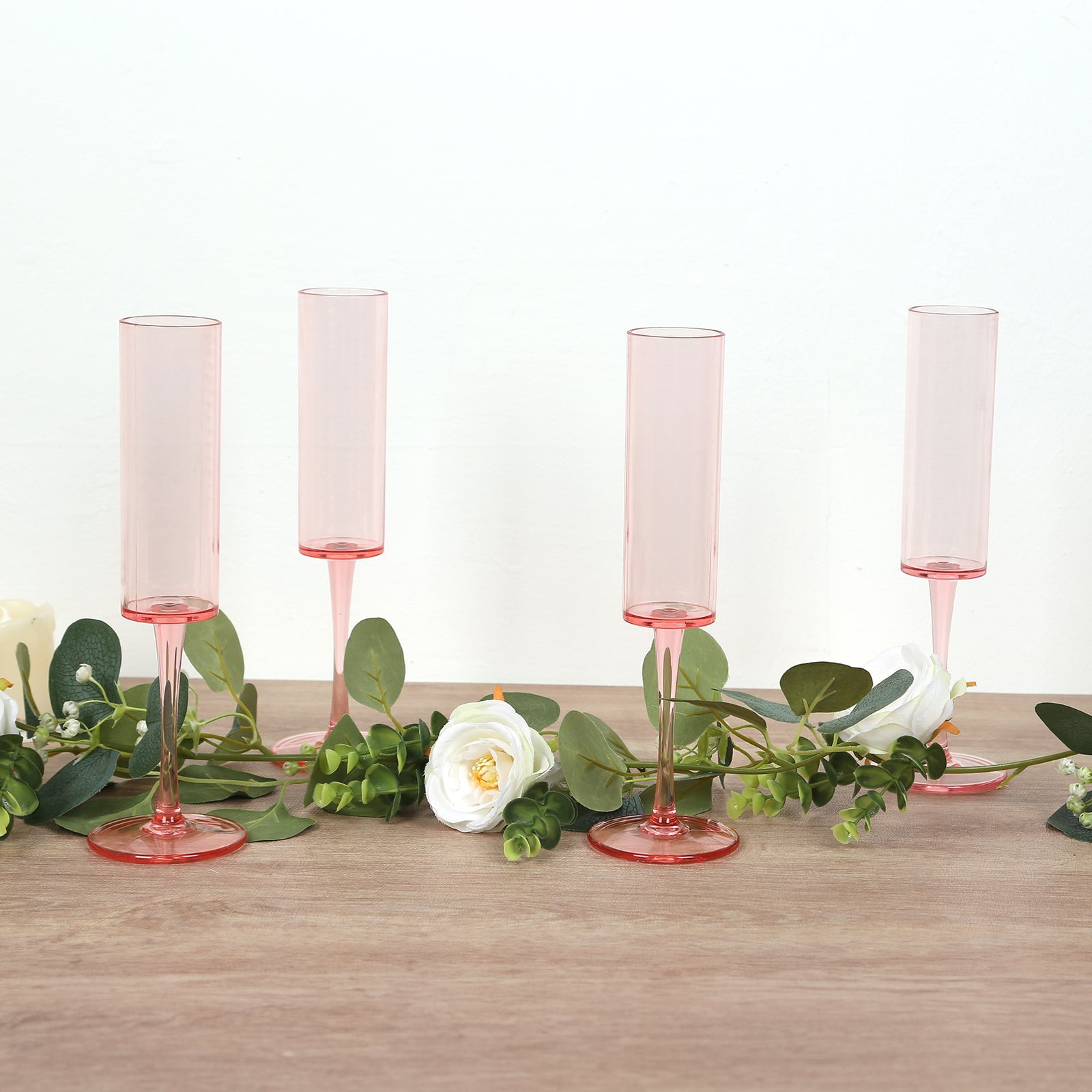 Efavormart 6 Pack Transparent Blush Reusable Plastic Champagne Flute ...