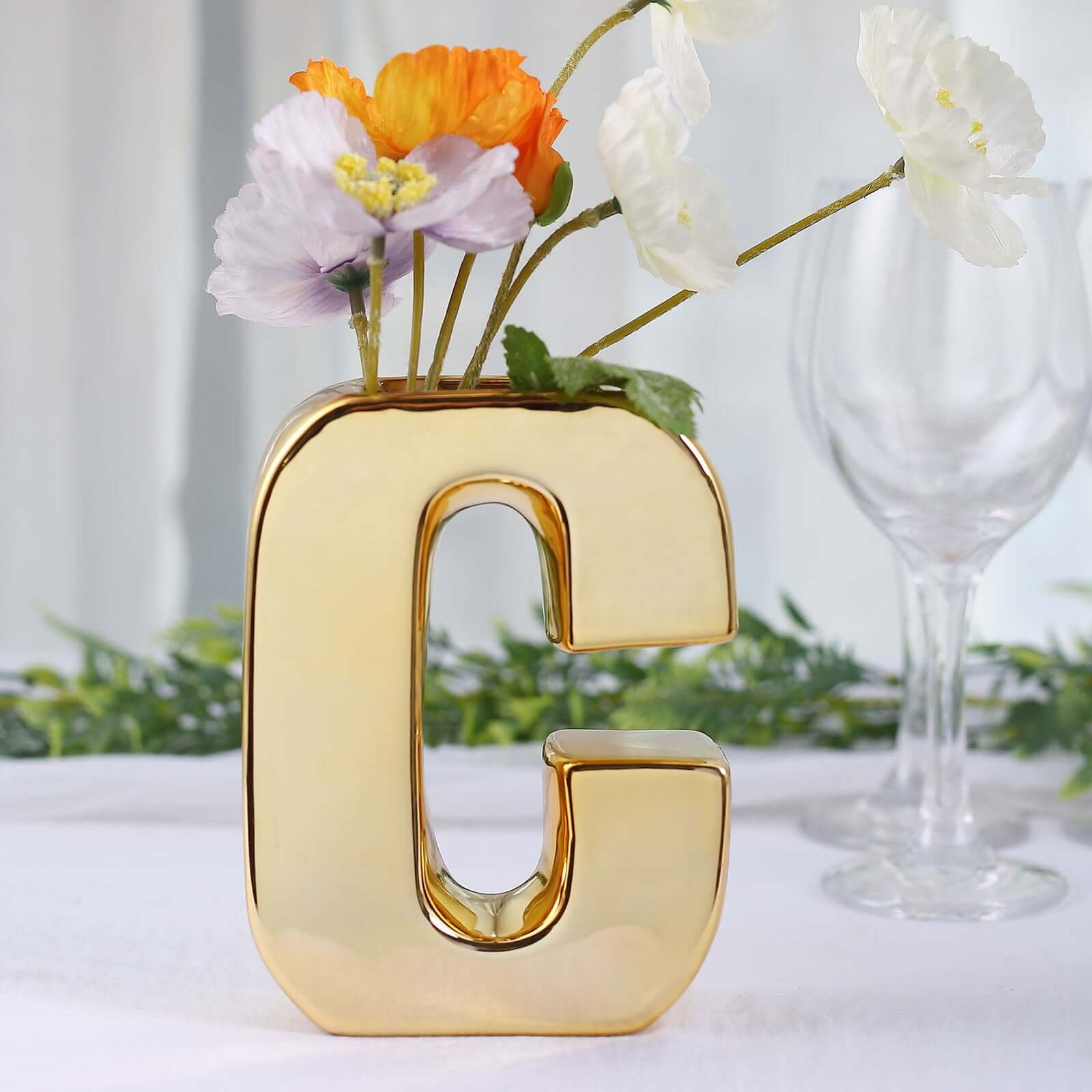 Efavormart 6" Gold Plated Ceramic Letter Vase, Decorative Accent Bud ...