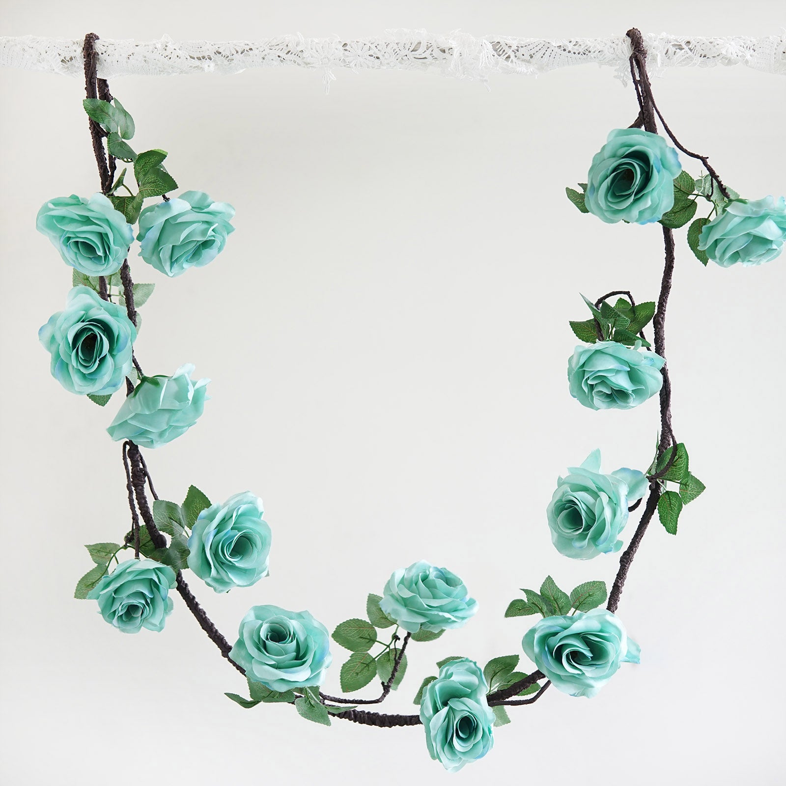 Efavormart 6 ft Aqua Silk Rose Garland with Bendable Wire Vines ...