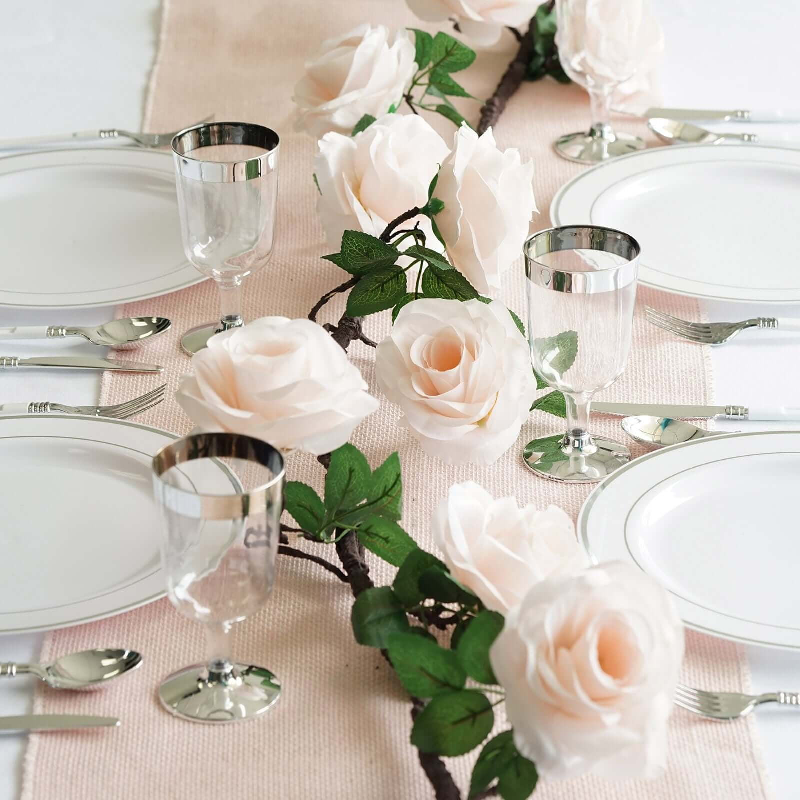 Efavormart 6 ft Blush Silk Rose Garland with Bendable Wire Vines ...