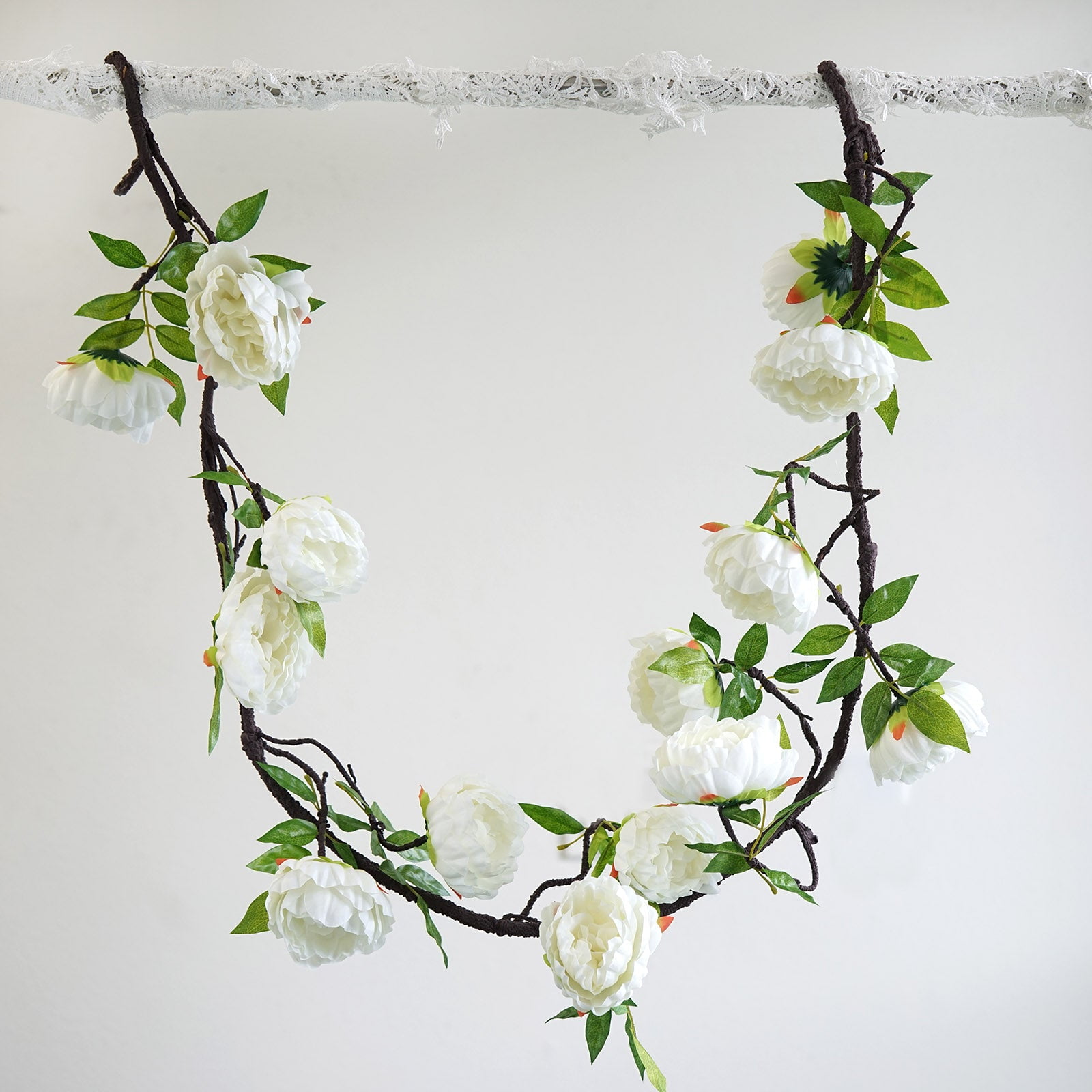 Efavormart 6 ft Cream Silk Peony Garland with Bendable Wire Vines ...
