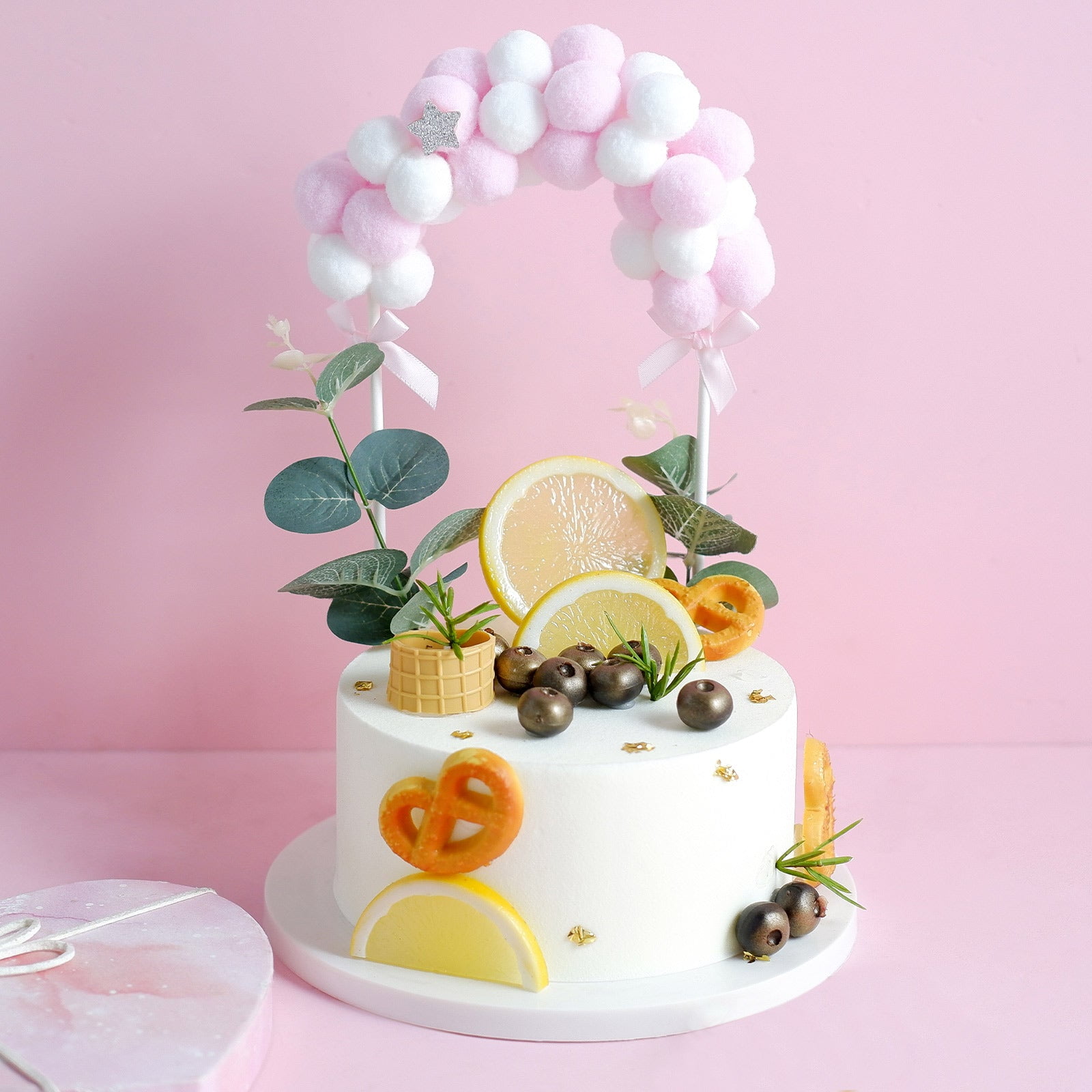 Efavormart 6"x11" Cotton Balls Arch Cake Topper, Cake Decoration ...