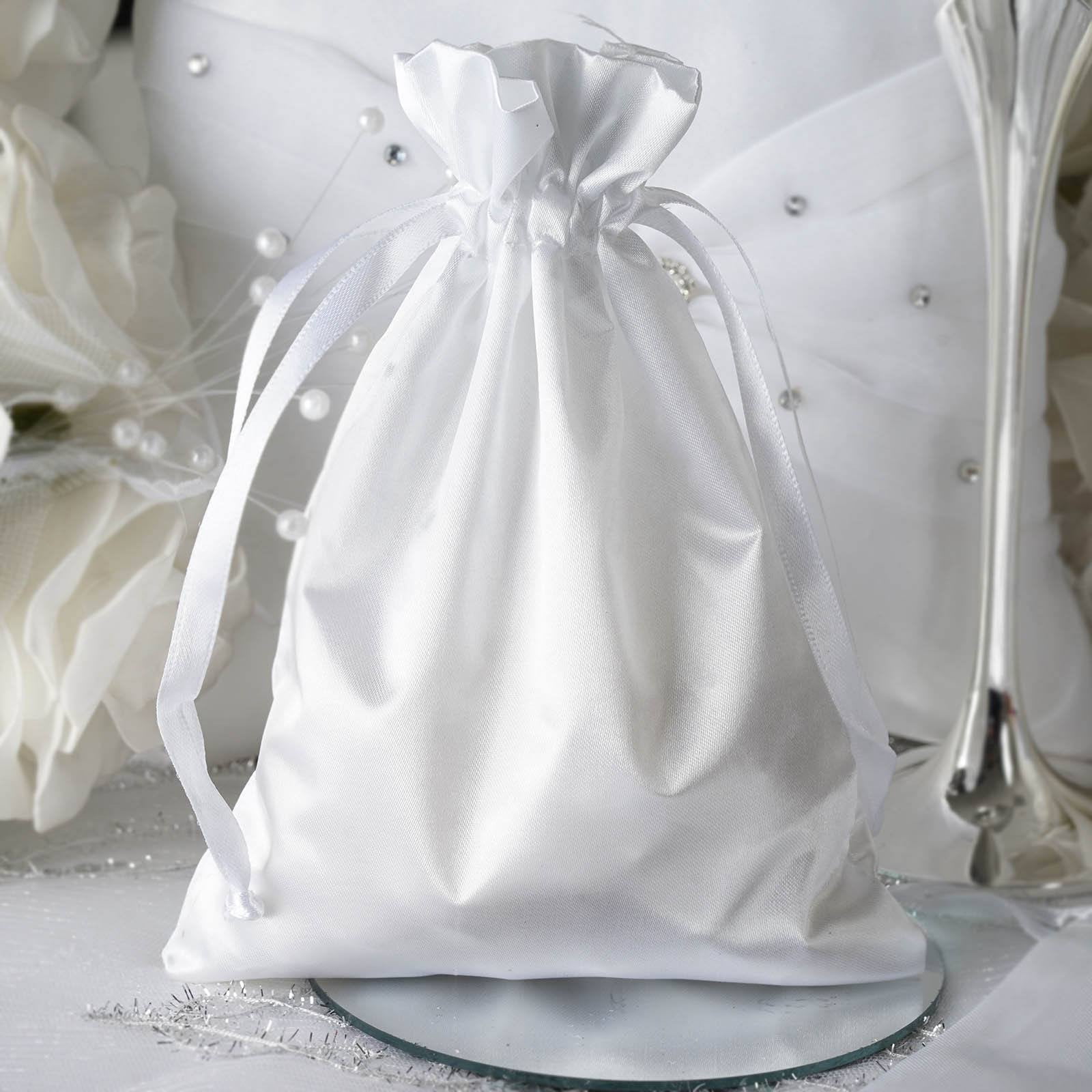 Efavormart 60 PACK WHITE Satin Gift Bag Drawstring Pouch Wedding Favors ...