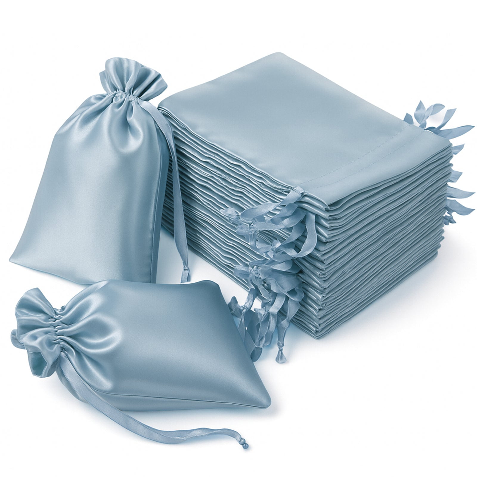 Efavormart 60 Pack Dusty Blue Satin Wedding Party Favor Bags ...