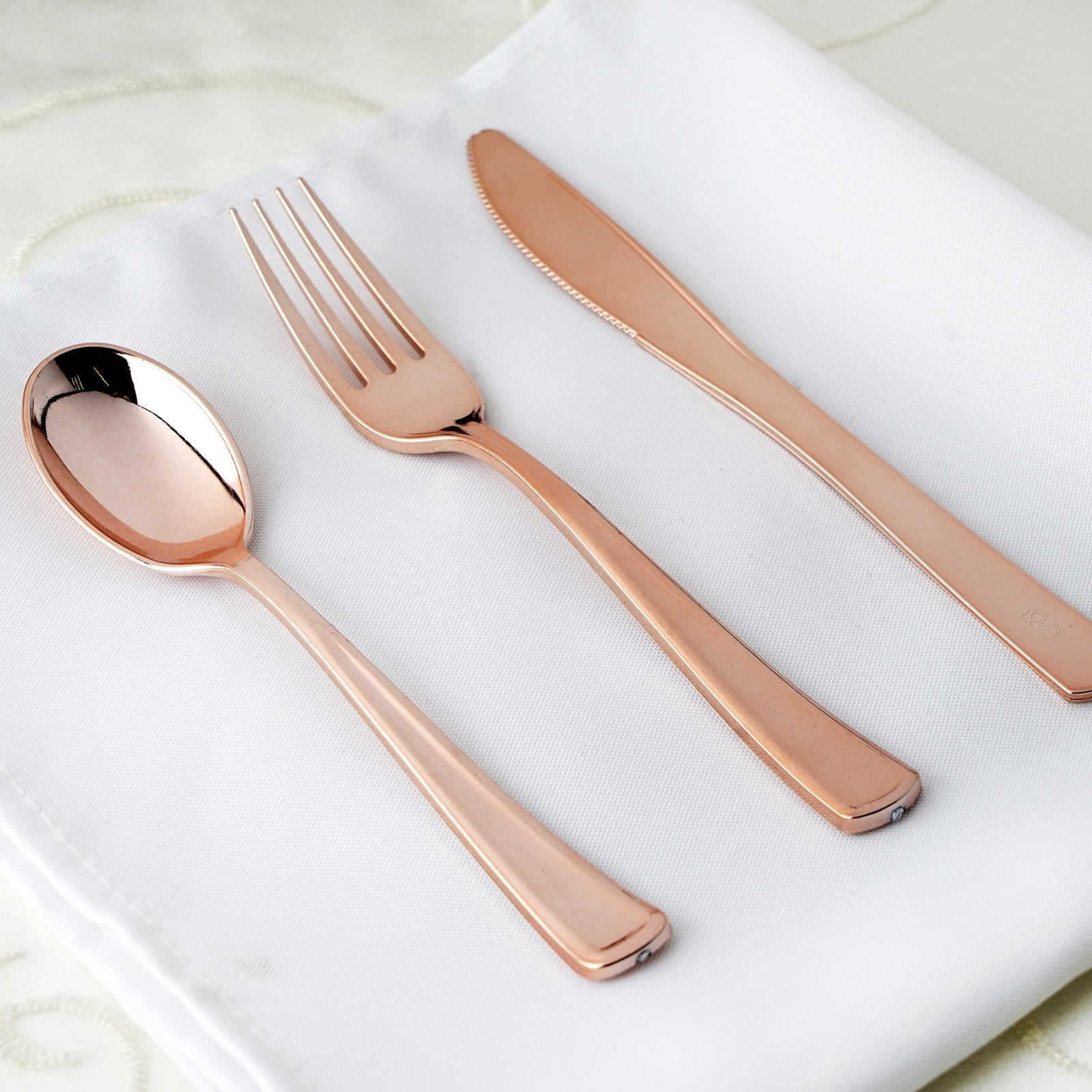 Efavormart 60 Pack Metallic Rose Gold Heavy Duty Plastic Silverware Set ...