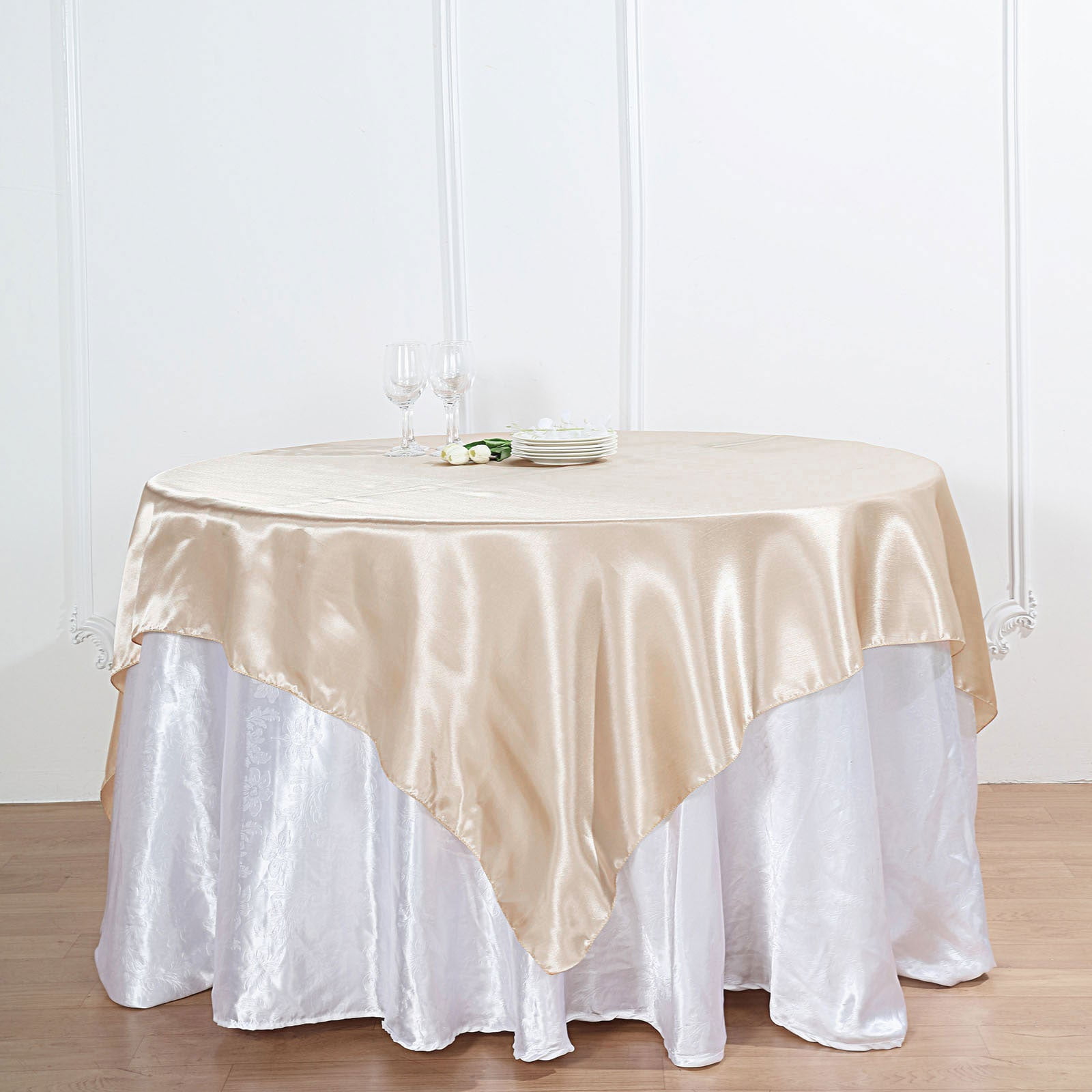 Efavormart 60" SATIN Square Tablecloth Overlay For Wedding Catering Party Table Decorations ...