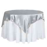 "Efavormart 60"" SILVER Satin Square Tablecloth Overlay - Topper Cover ...